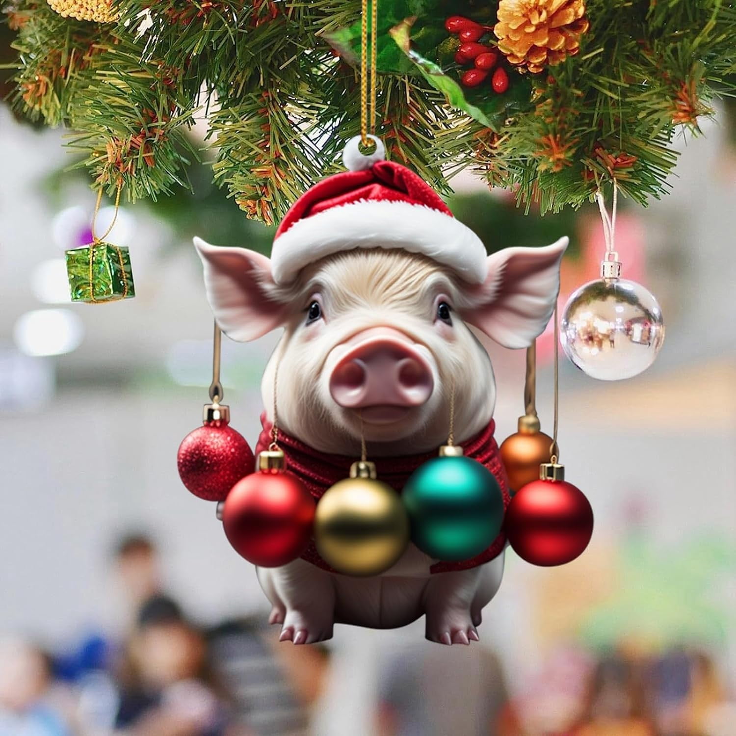 SDJMa Christmas Pig Ornament, Funny Pig Christmas Tree Hanging Ornament ...