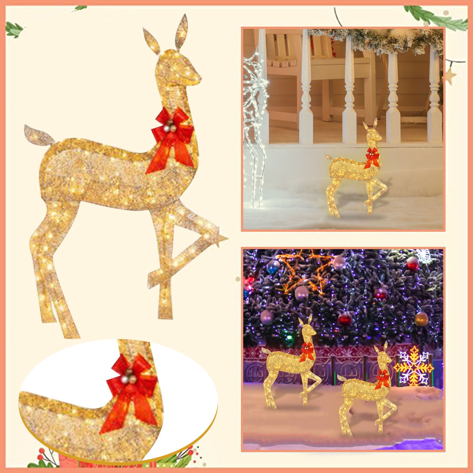 SDJMa Christmas Reindeer Decor Light, 10.6 in Christmas Reindeer ...