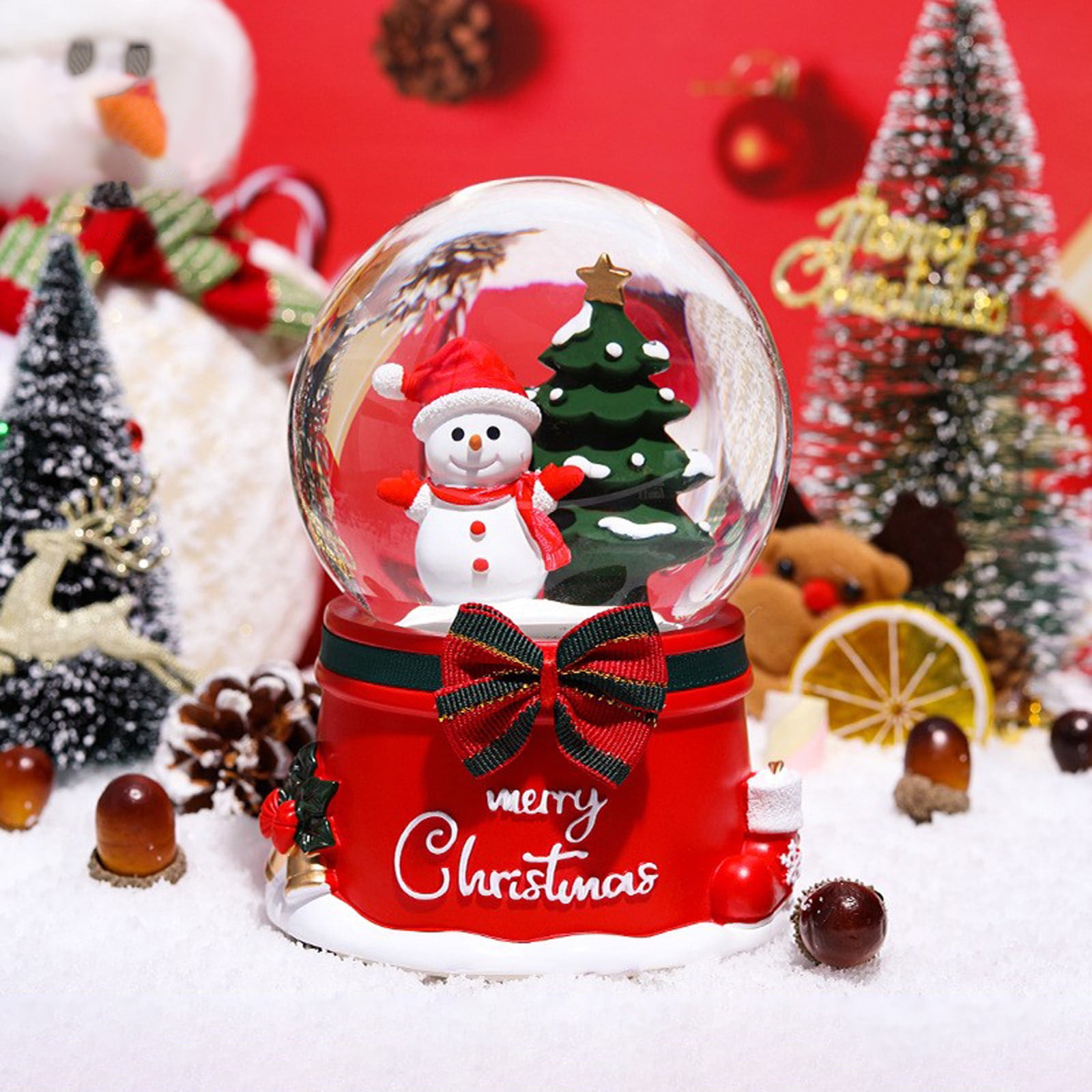 SDJMa Christmas Snow Globe Color Changing Lighted Musical Water Globe with Musical Santa Claus ...