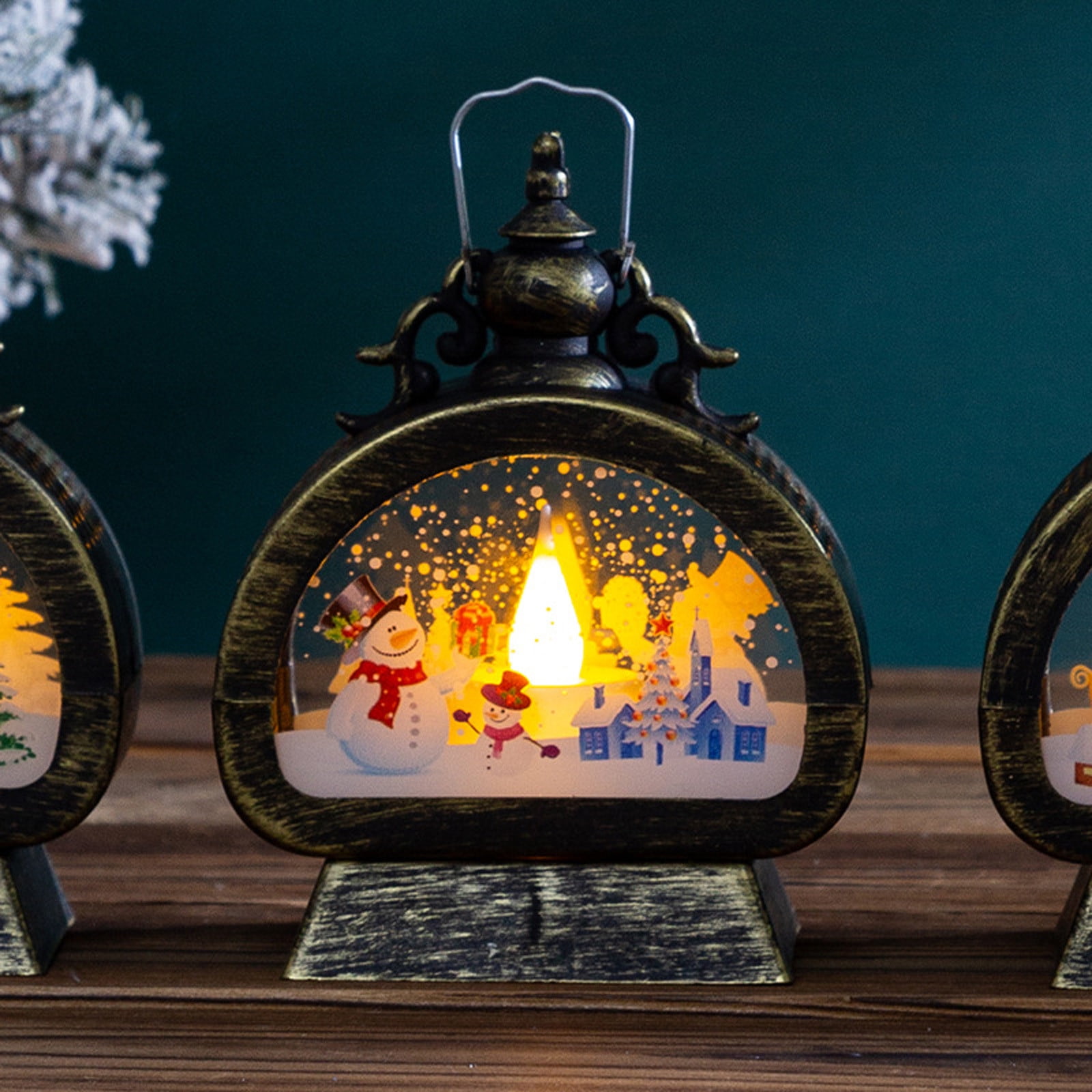 SDJMa Christmas Snow Globe Lantern Decoration Lighted Water Glittering ...