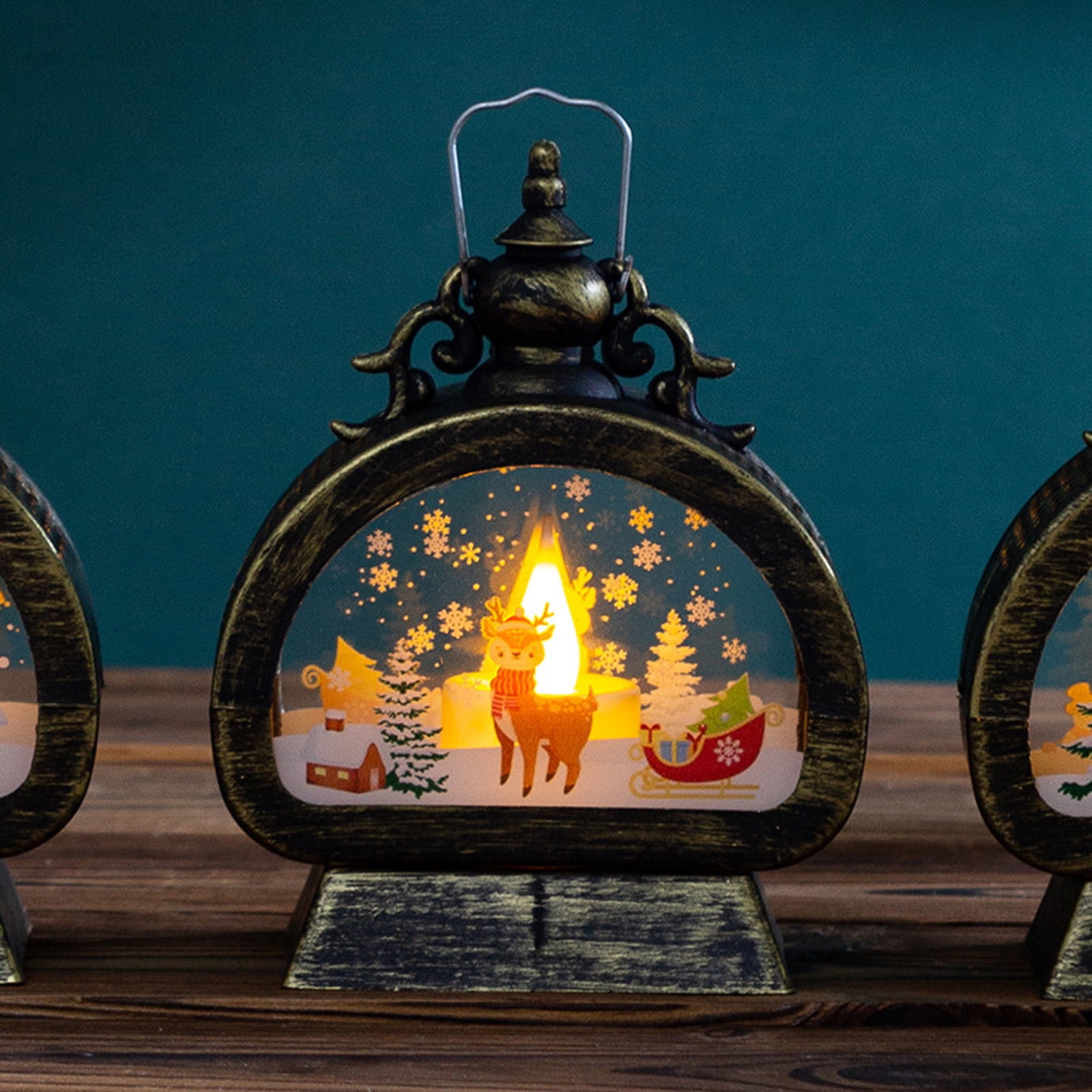 SDJMa Christmas Snow Globe Lantern Decoration Lighted Water Glittering ...