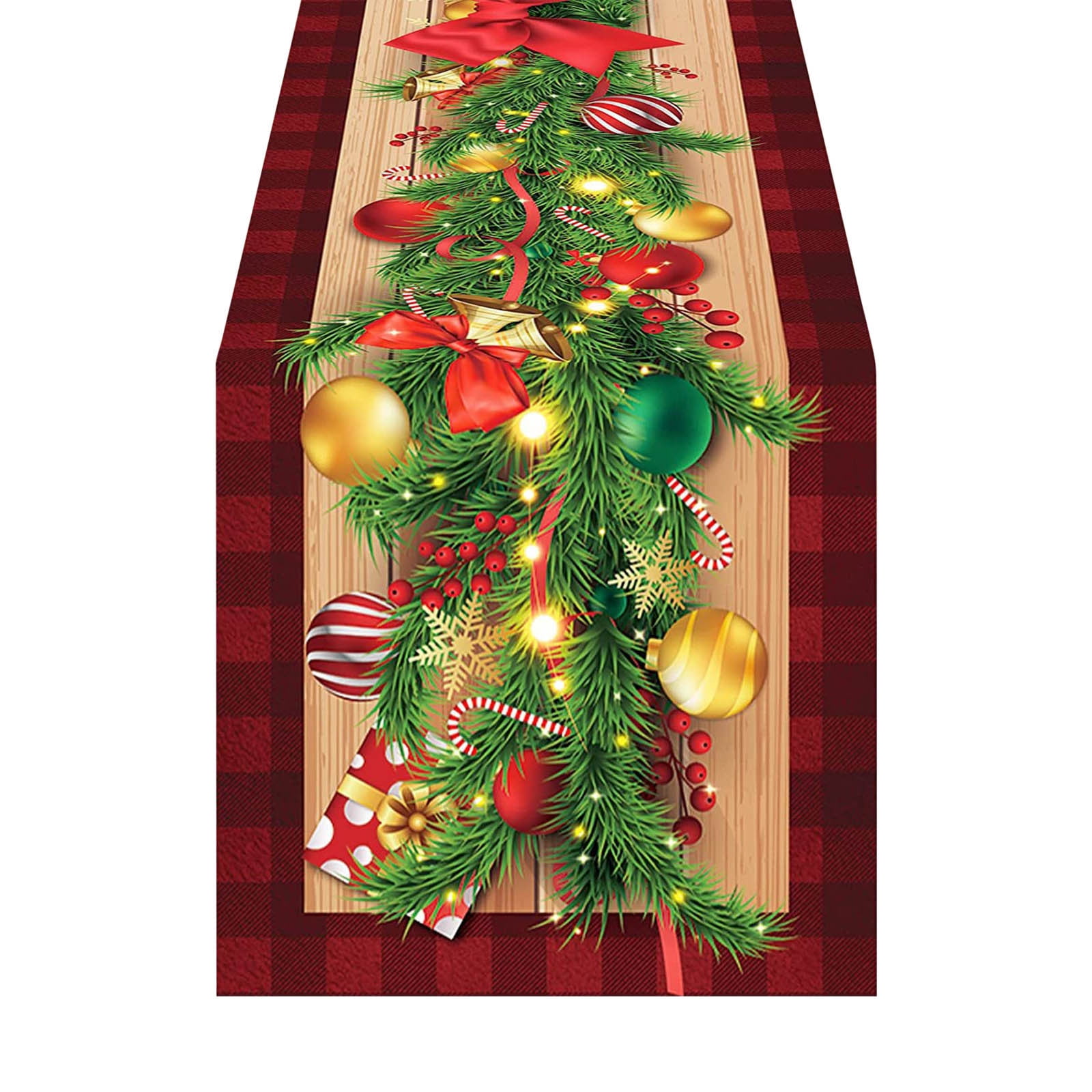 SDJMa Christmas Table Runner Buffalo Plaid Christmas Decorations ...