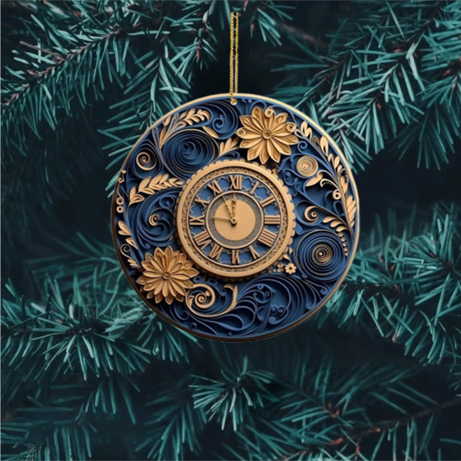 SDJMa Christmas Tree Ornaments, Christmas Mysterious Navy Blue and Gold ...