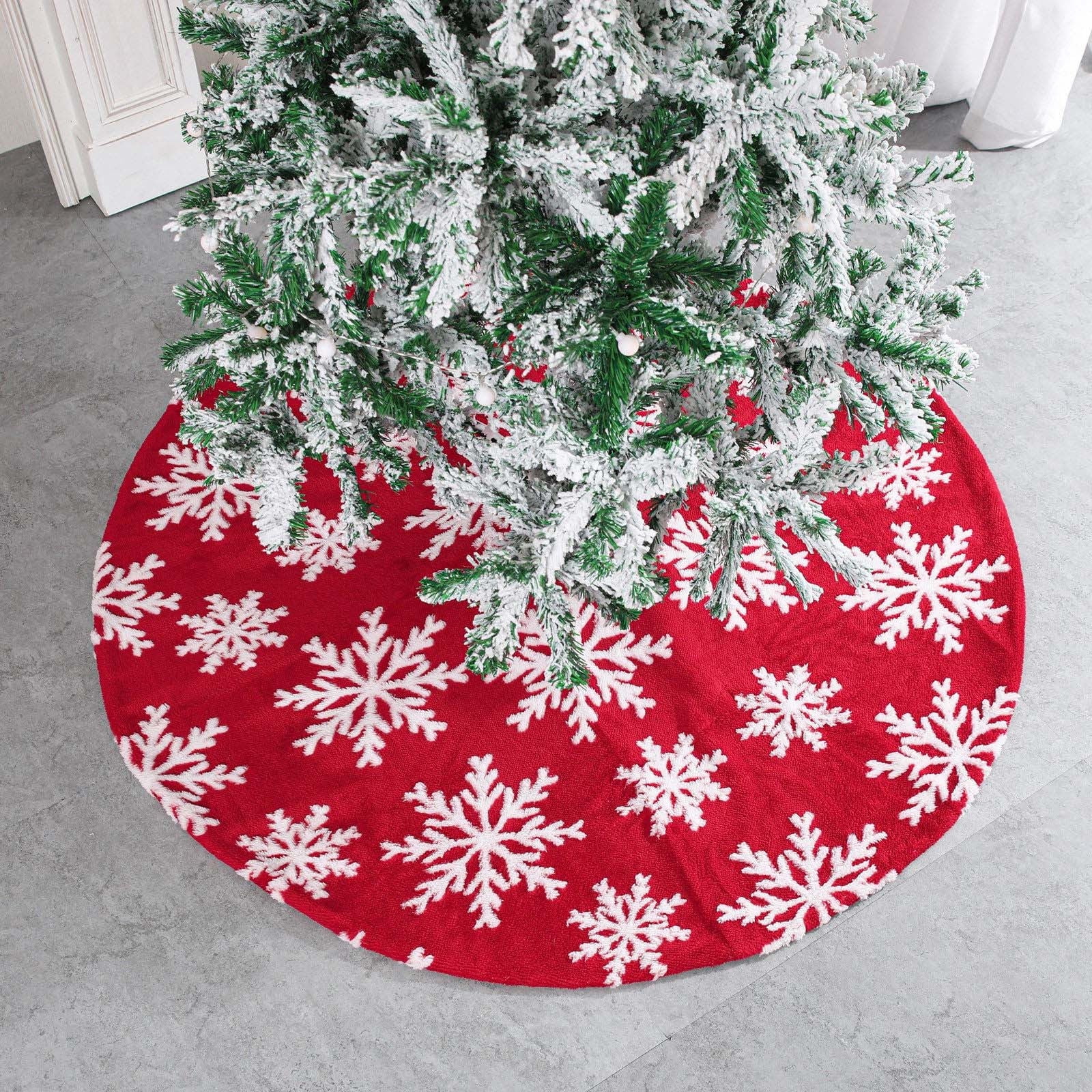 SDJMa Christmas Tree Skirt 31 Inches, Plush Snowflake Tree Skirts ...