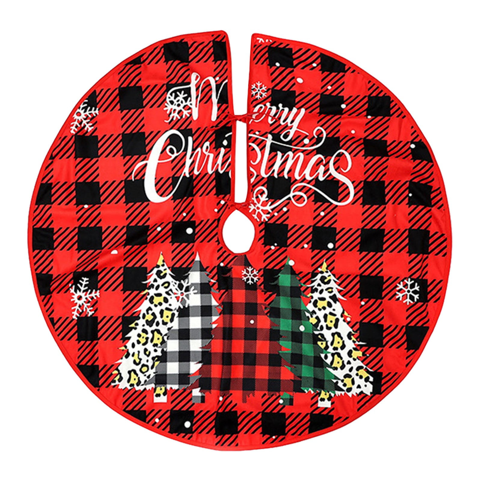 SDJMa Christmas Tree Skirt 36 Inches, Red and Black Buffalo Plaid ...