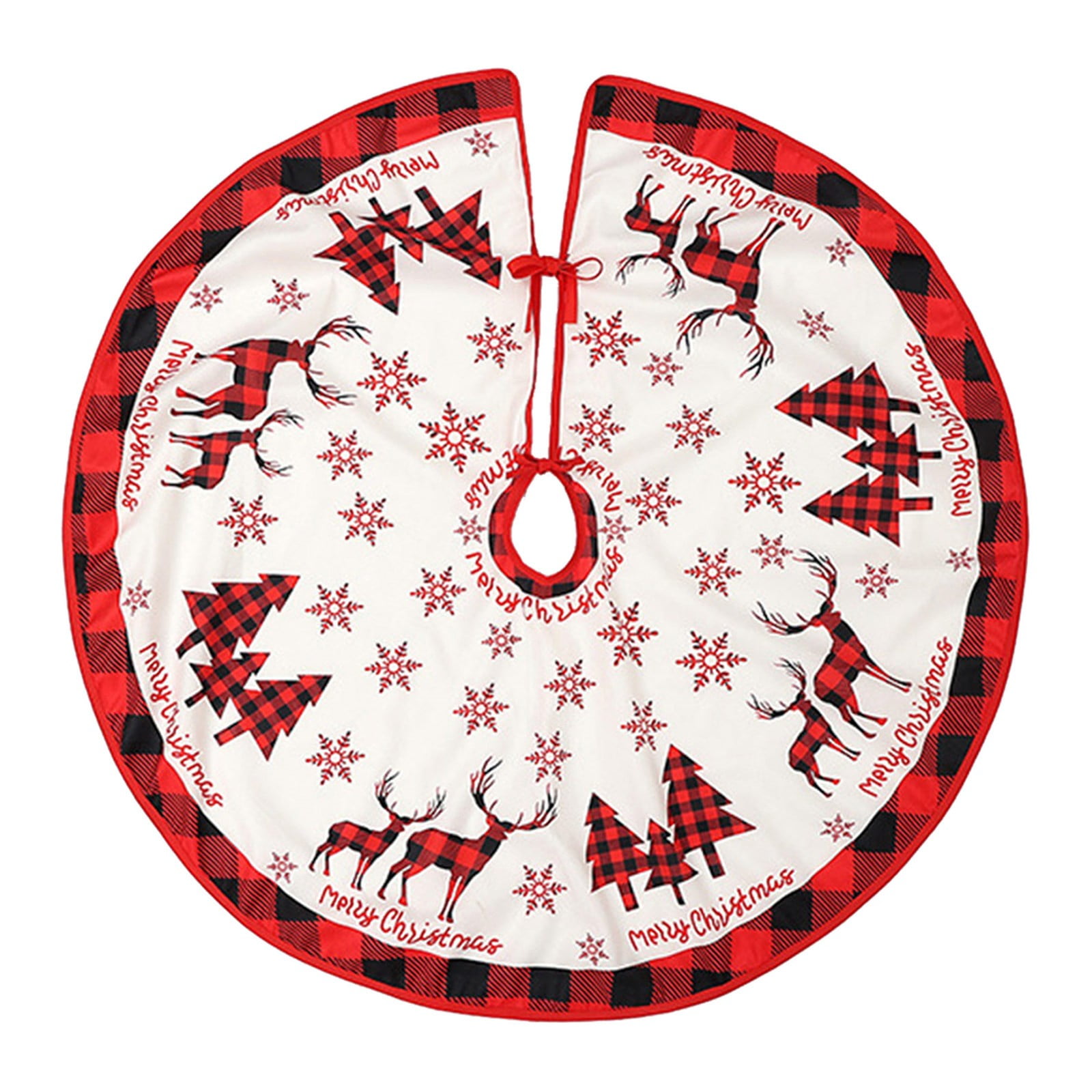 SDJMa Christmas Tree Skirt 36 Inches, Red and Black Buffalo Plaid ...
