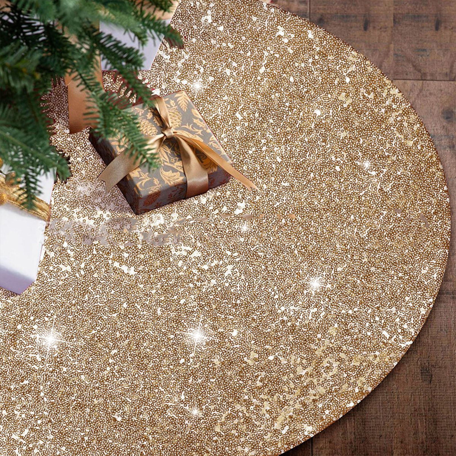 SDJMa Christmas Tree Skirt 36 Inches, Sequin Velvet, Rustic Farmhouse ...