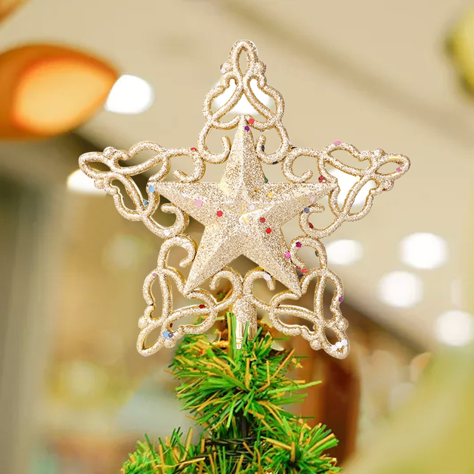 SDJMa Christmas Tree Topper Star,Christmas Decorations Xmas Tree Star ...