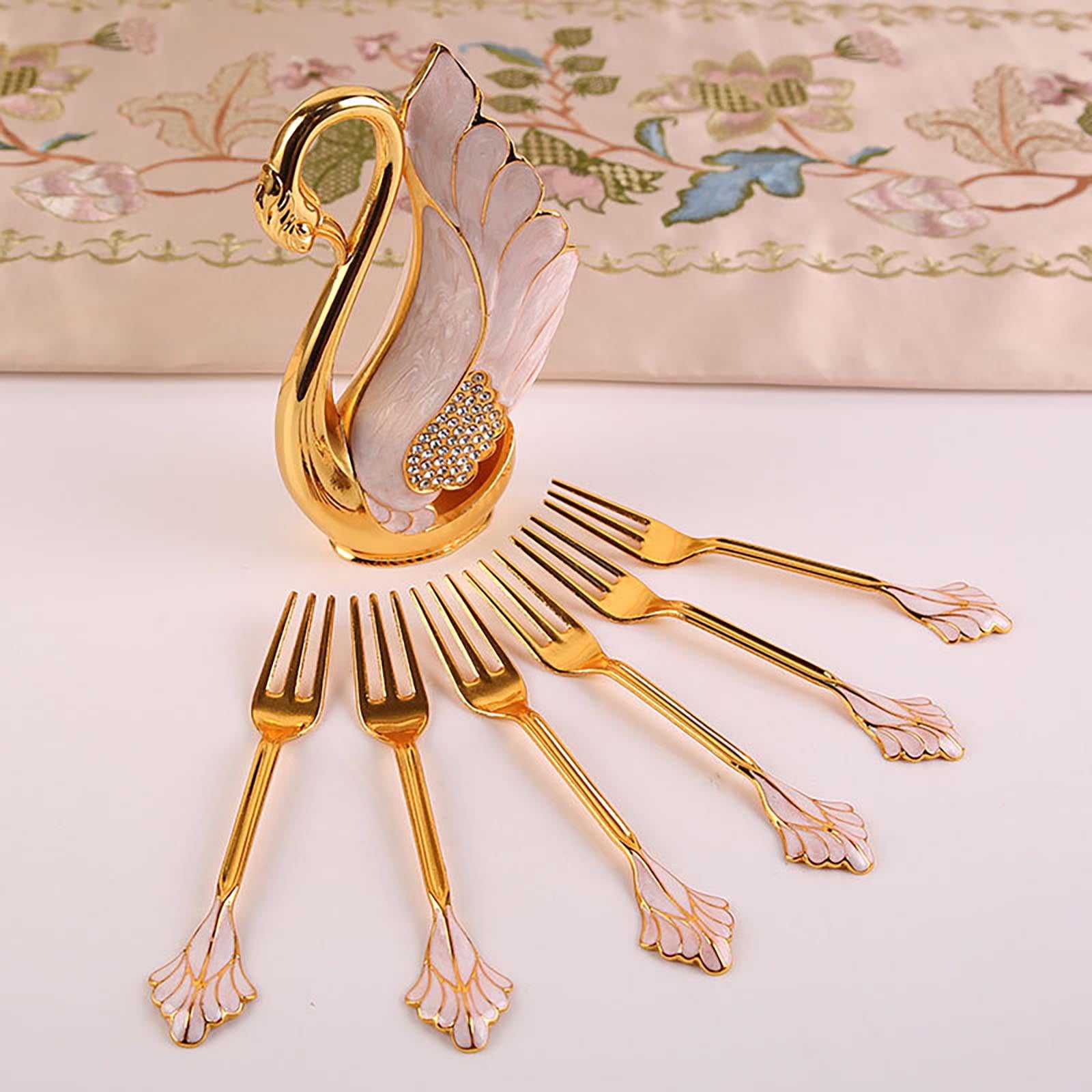 SDJMa Coffee Spoon Holder Coffee Dessert Spoon Set Metal Swan Base ...