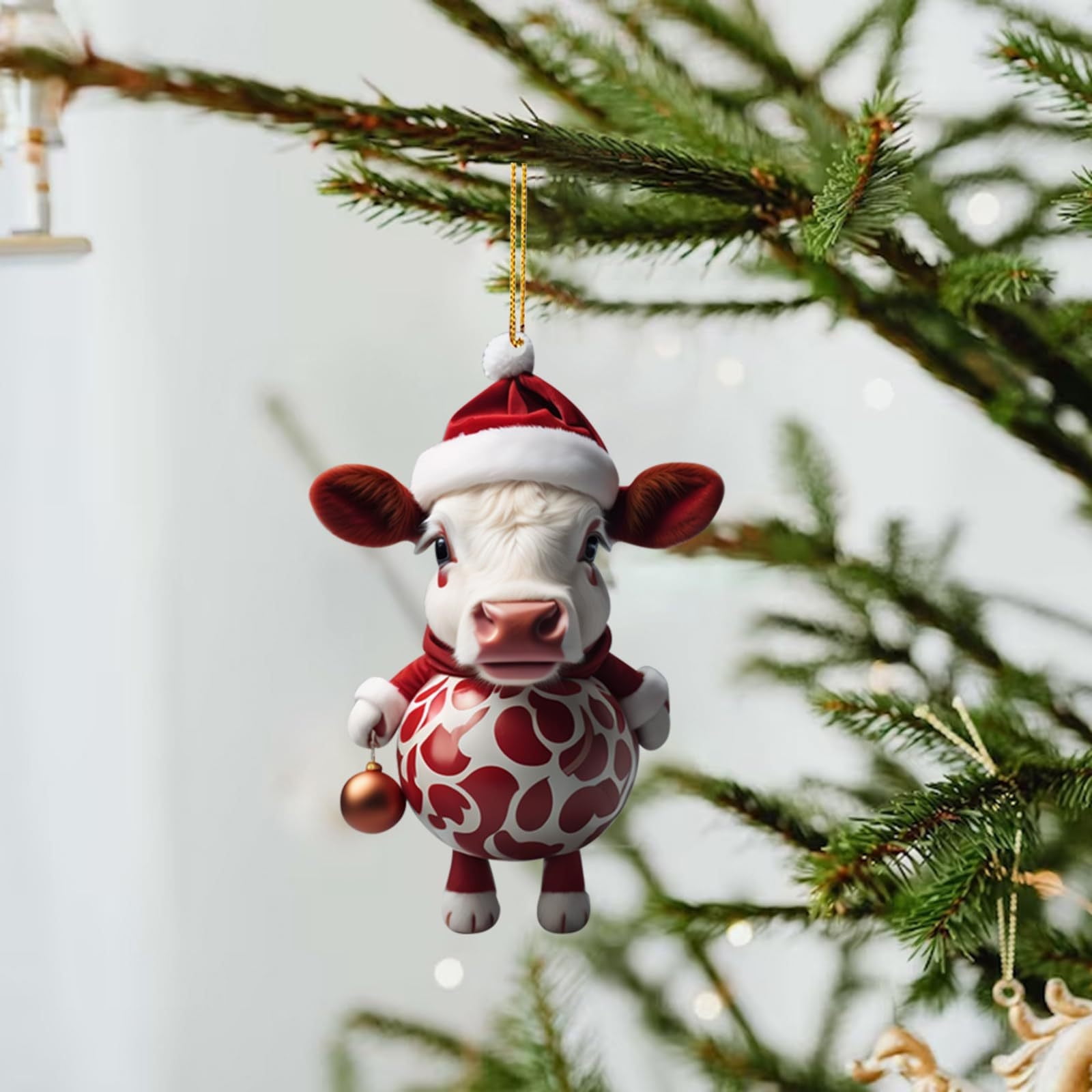 SDJMa Cow Christmas Ornament, Cute Cartoon Cow Christmas Tree Hanging ...