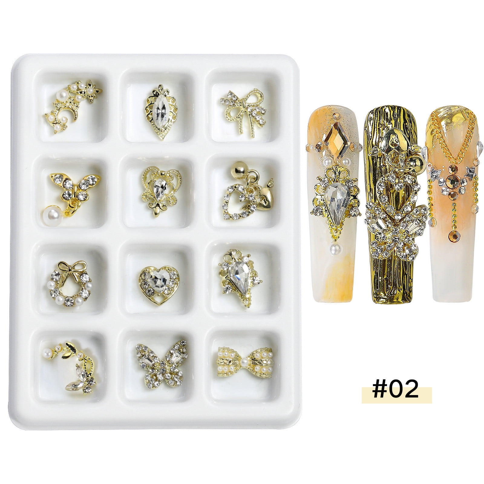 SDJMa Crystal Clear Nail Rhinestones 12 Multi Shapes Flatback Crystal ...