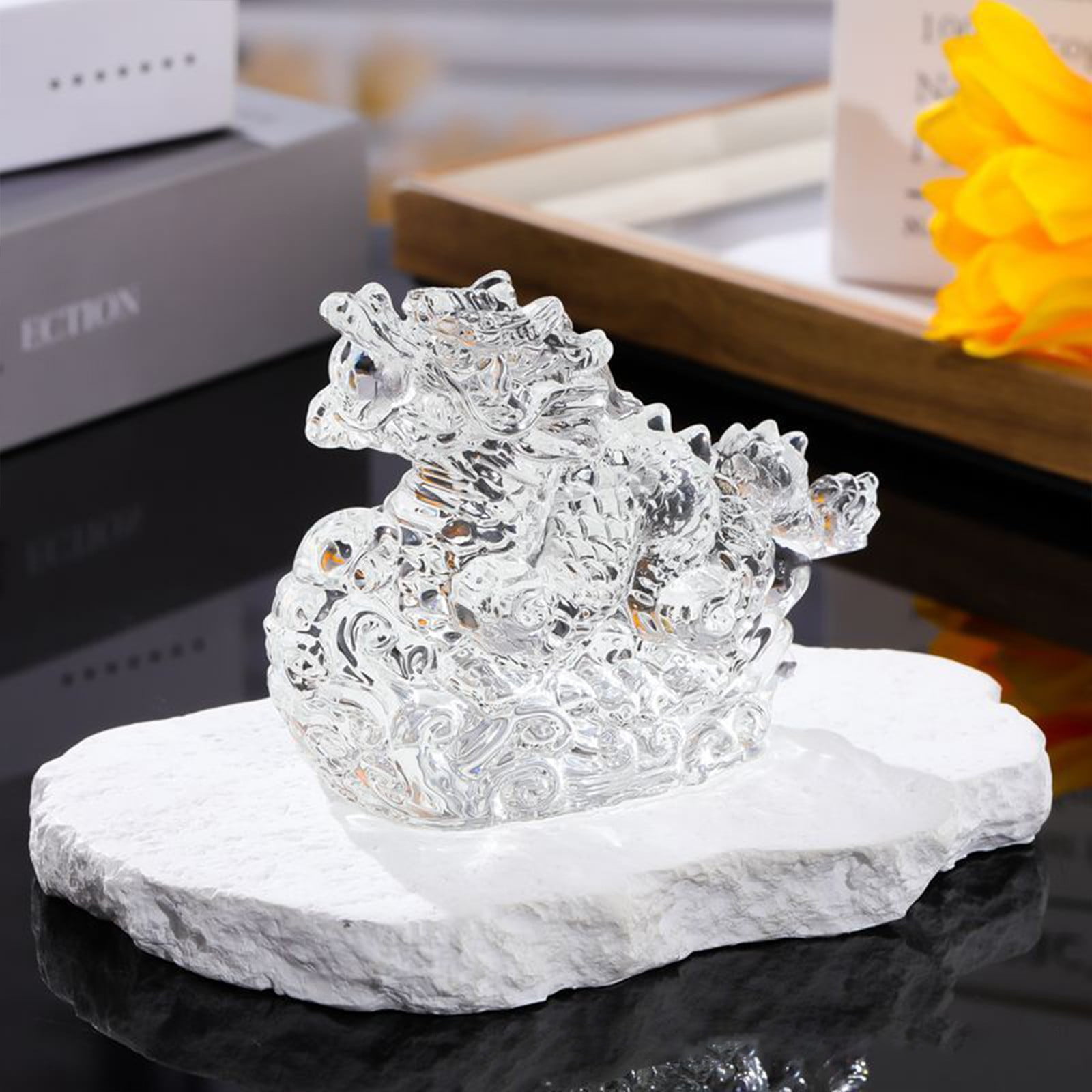SDJMa Crystal Dragon Statue Hand Blown Glass Dragon Figurines Chinese ...