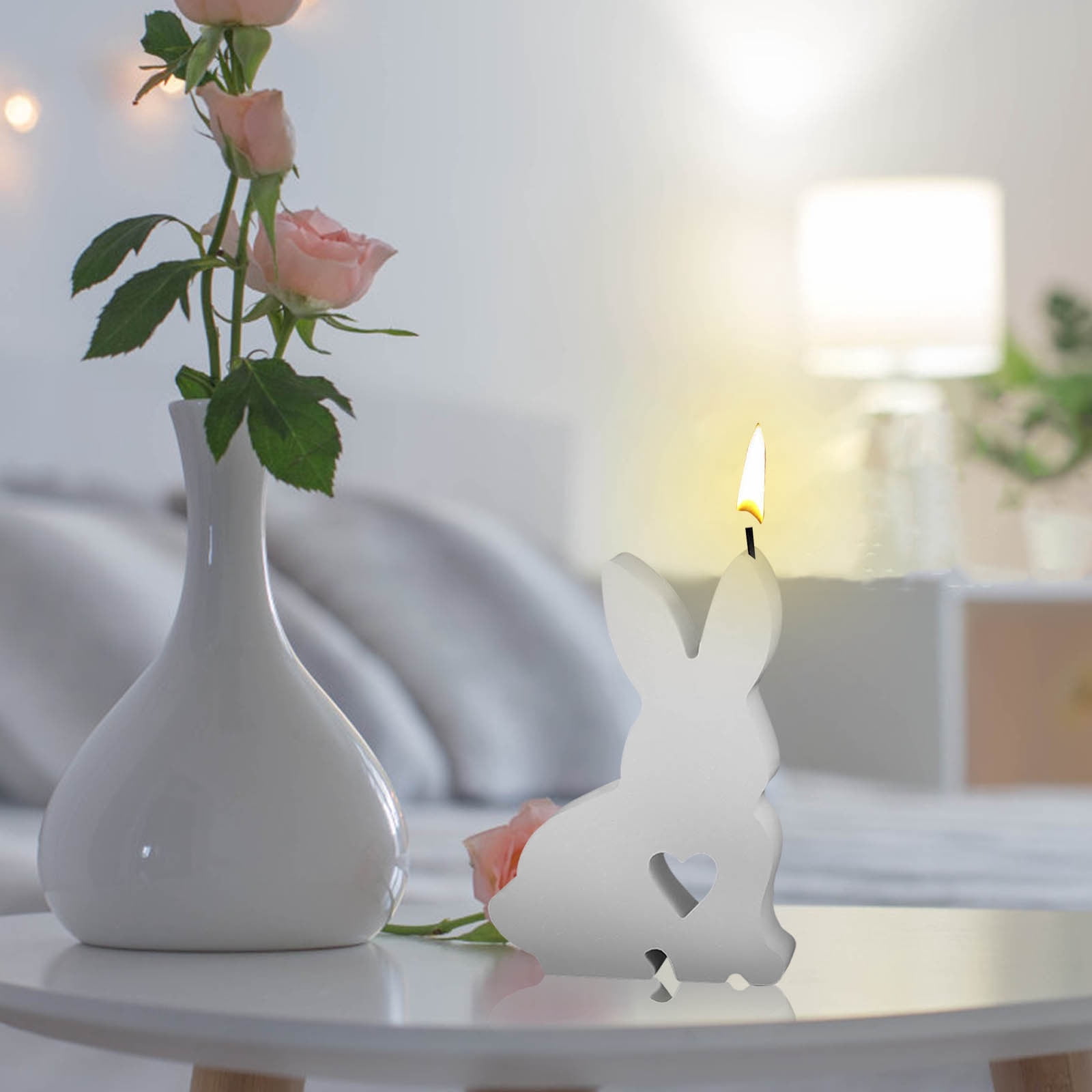 SDJMa Cute Rabbit Candle Molds - Easter Bunny Epoxy Resin Silicone ...