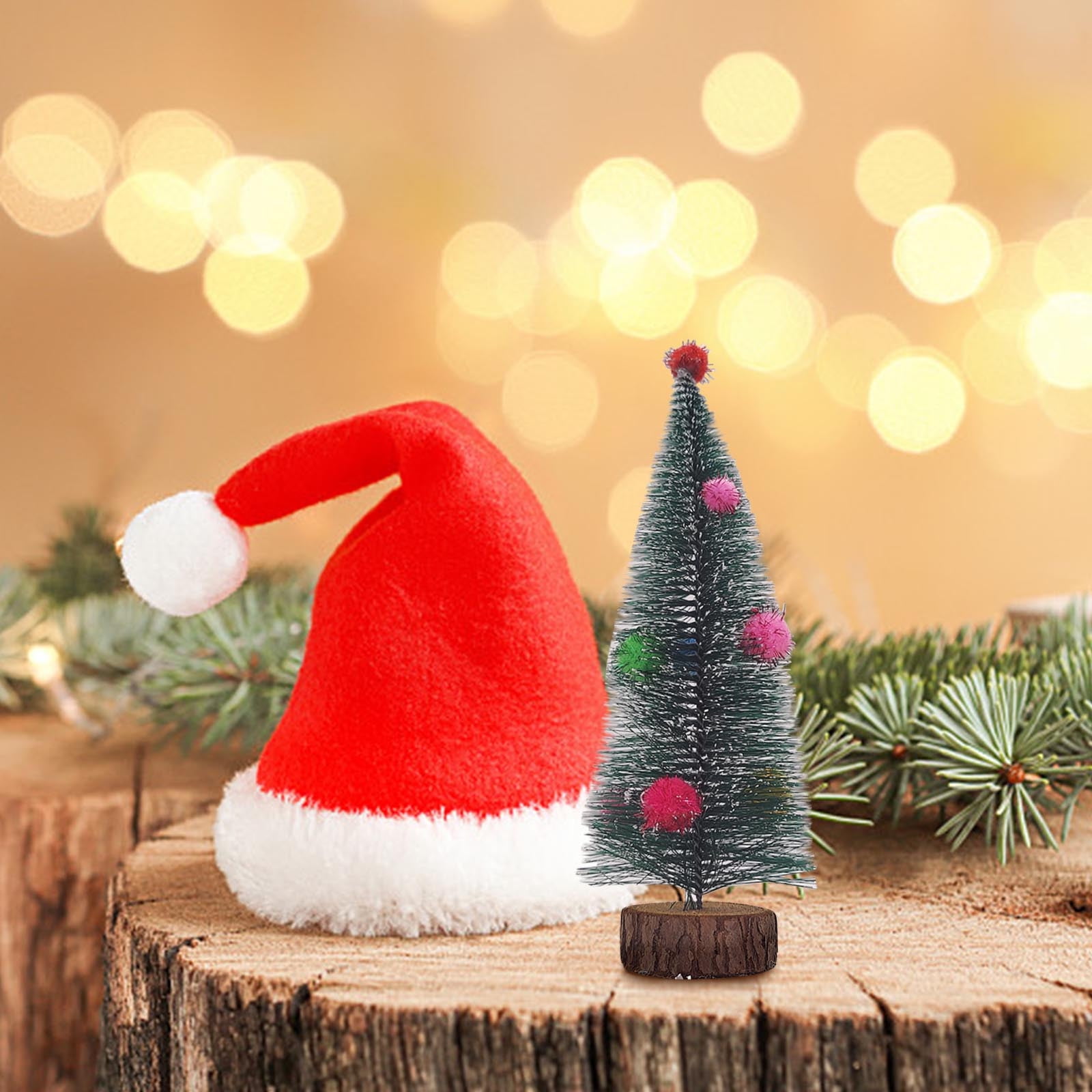 SDJMa Desktop Miniature Christmas Trees Mini Pine Tree with Snow and ...