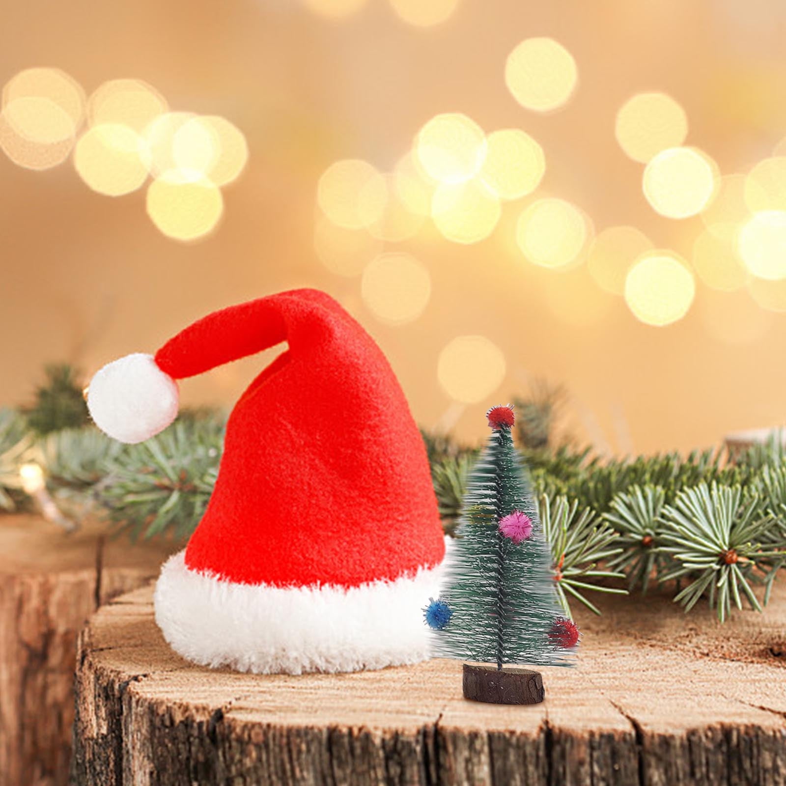 SDJMa Desktop Miniature Christmas Trees Mini Pine Tree with Snow and ...