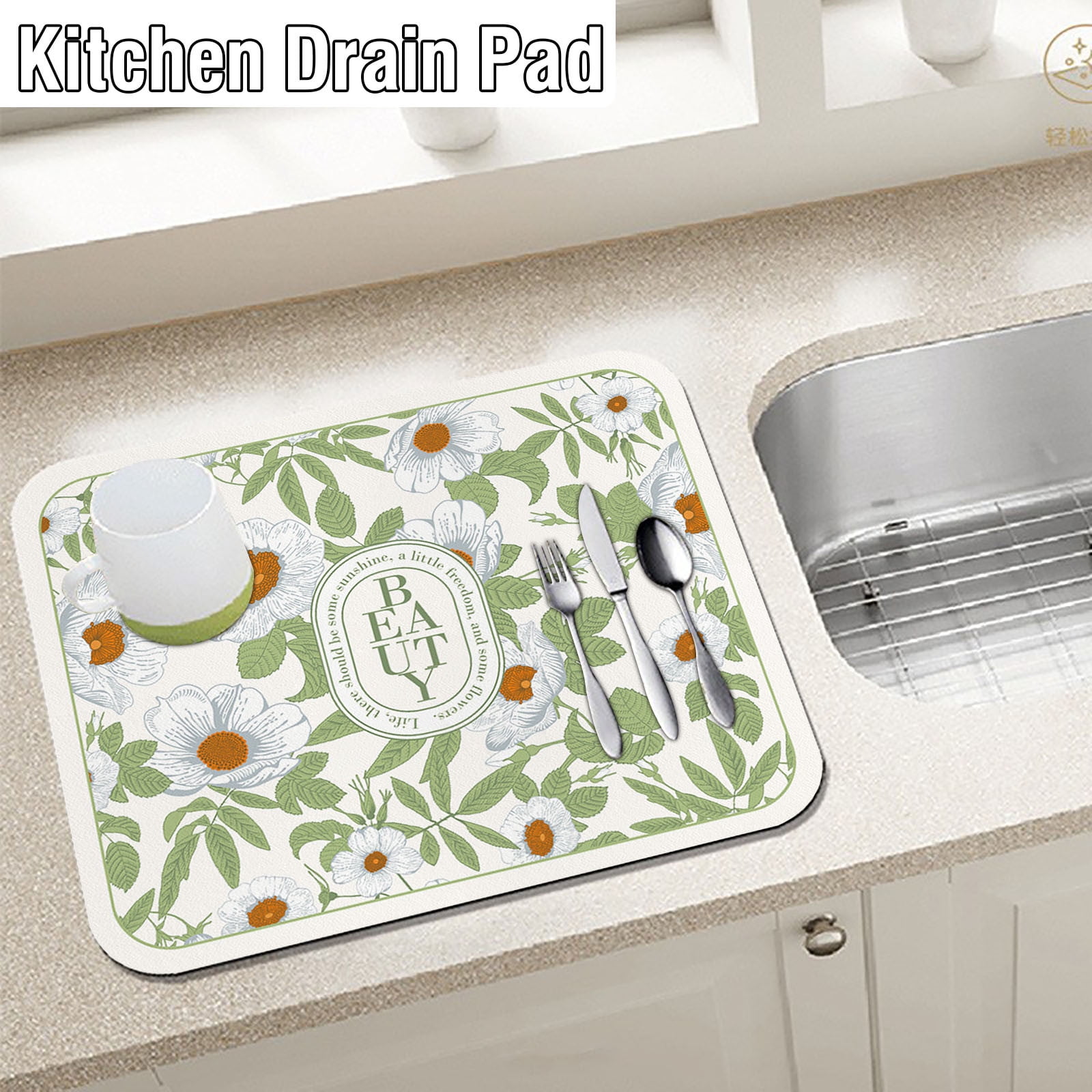 SDJMa Draining Mat,11.8'' X 20'' Super Absorbent Dish Drying Mat for ...