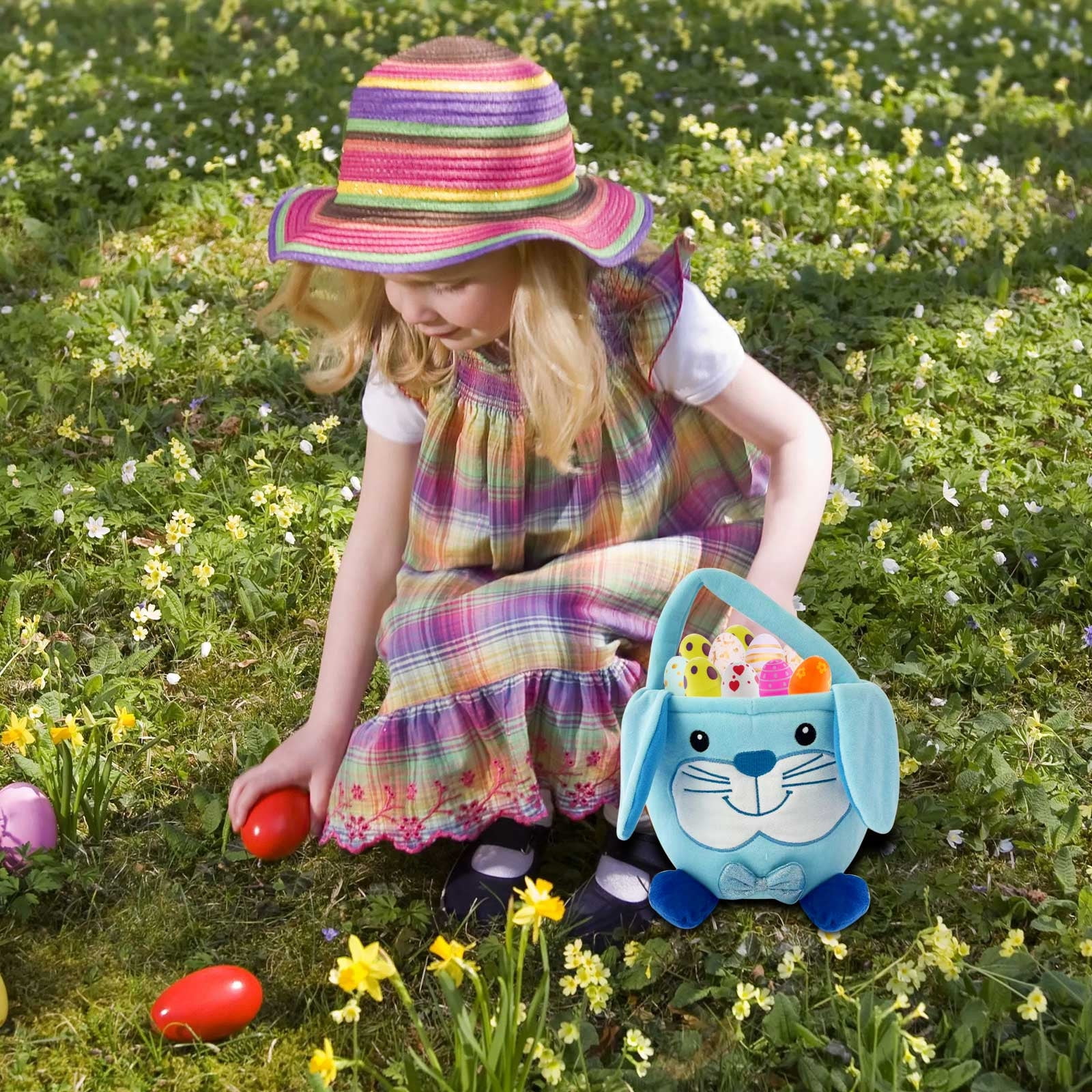 SDJMa Easter Bunny Baskets Cute Rabbit Easter Tote Bags for Kid's Egg ...