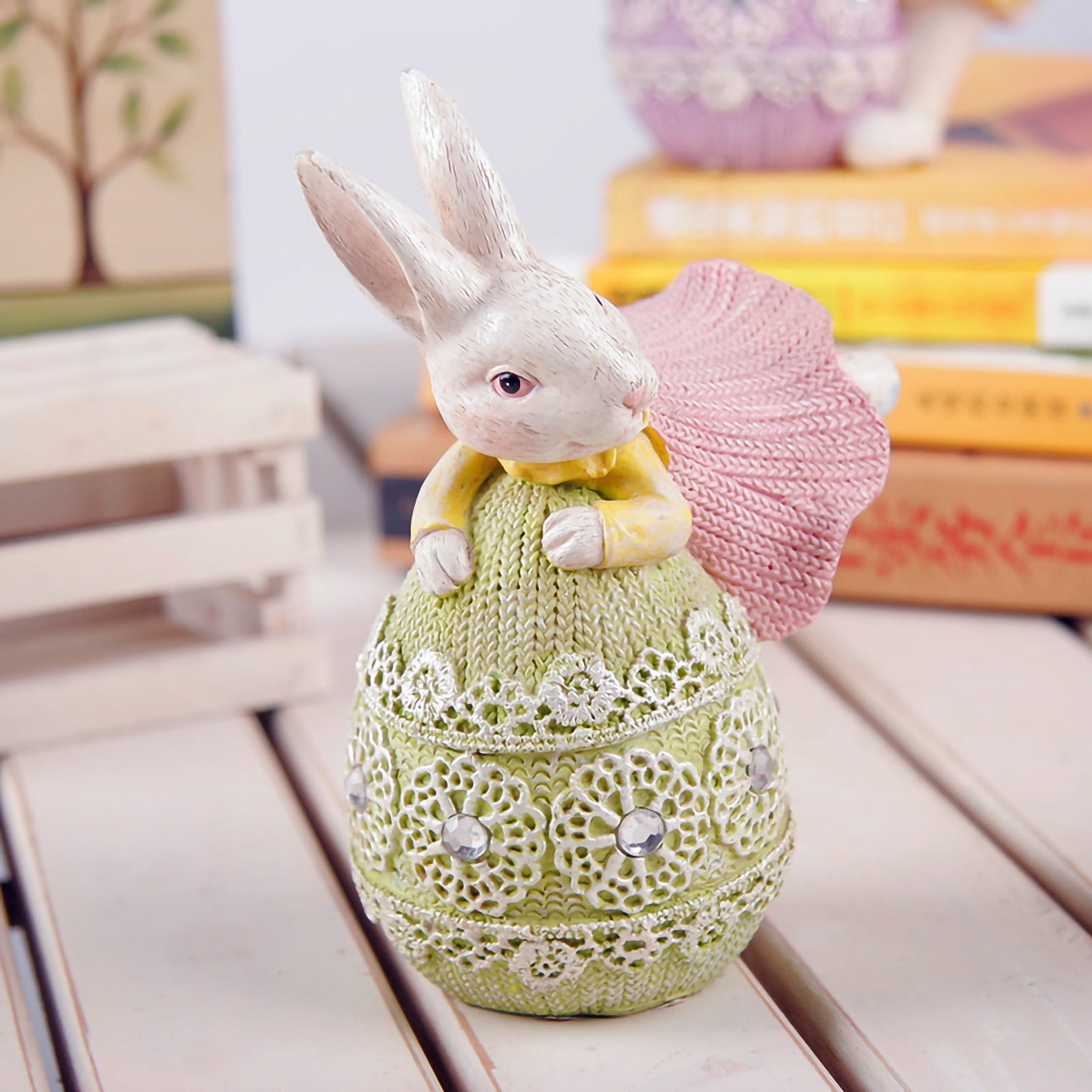 SDJMa Easter Bunny Decorations Bunny Figurines Easter Home Decor Spring ...