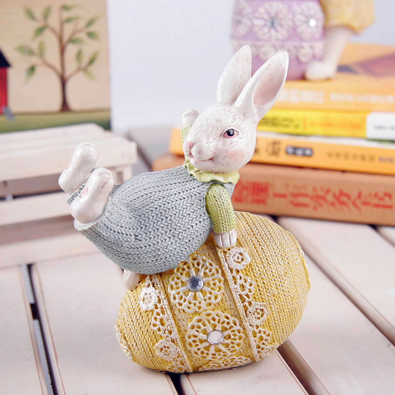 SDJMa Easter Bunny Decorations Spring Easter Rabbit Decor Figurines ...