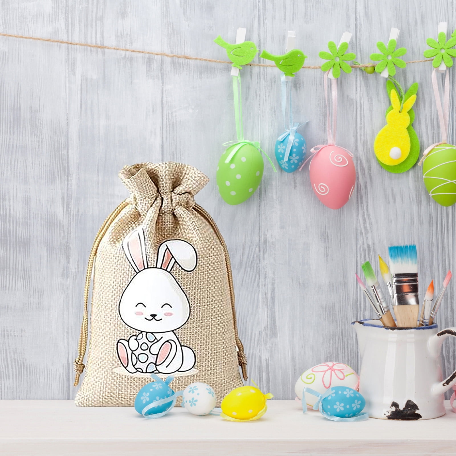 SDJMa Easter Bunny Gift Bag, 6.6x9 inch Cute Cartoon Easter Egg Rabbit ...