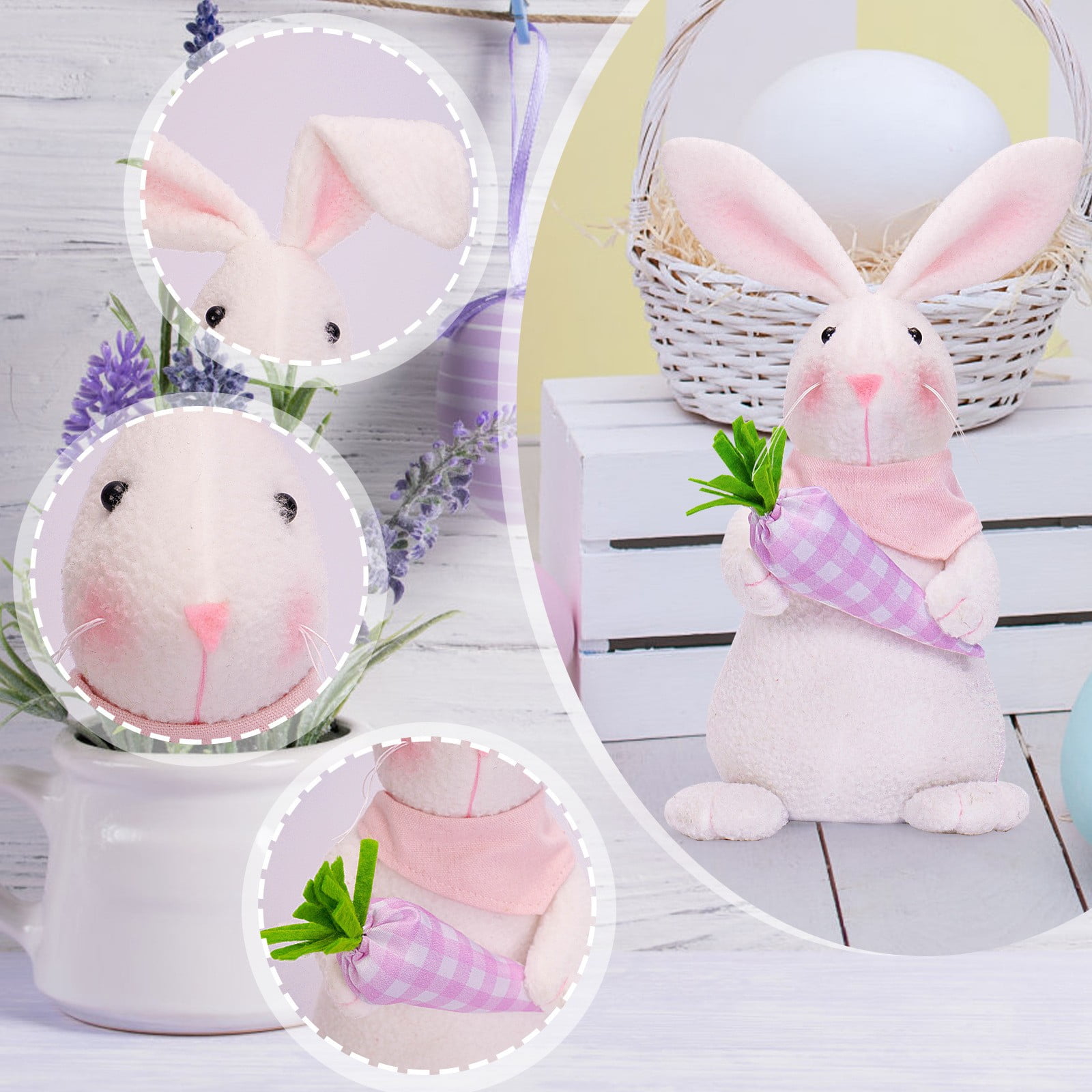 SDJMa Easter Bunny Stuffed Animal Soft Plush Straight Eared Rabbit 8 ...