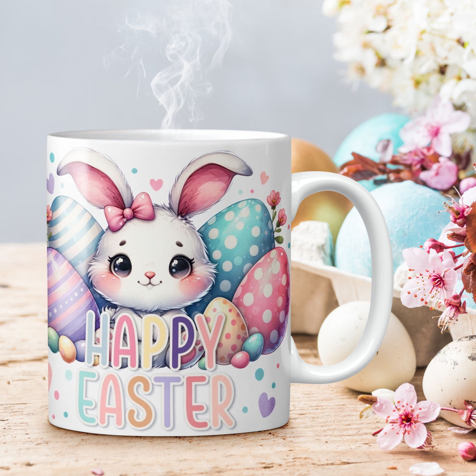 SDJMa Easter Mug Set 12oz Cute Easter Egg Bunny Carrot Coffee Mug Happy ...