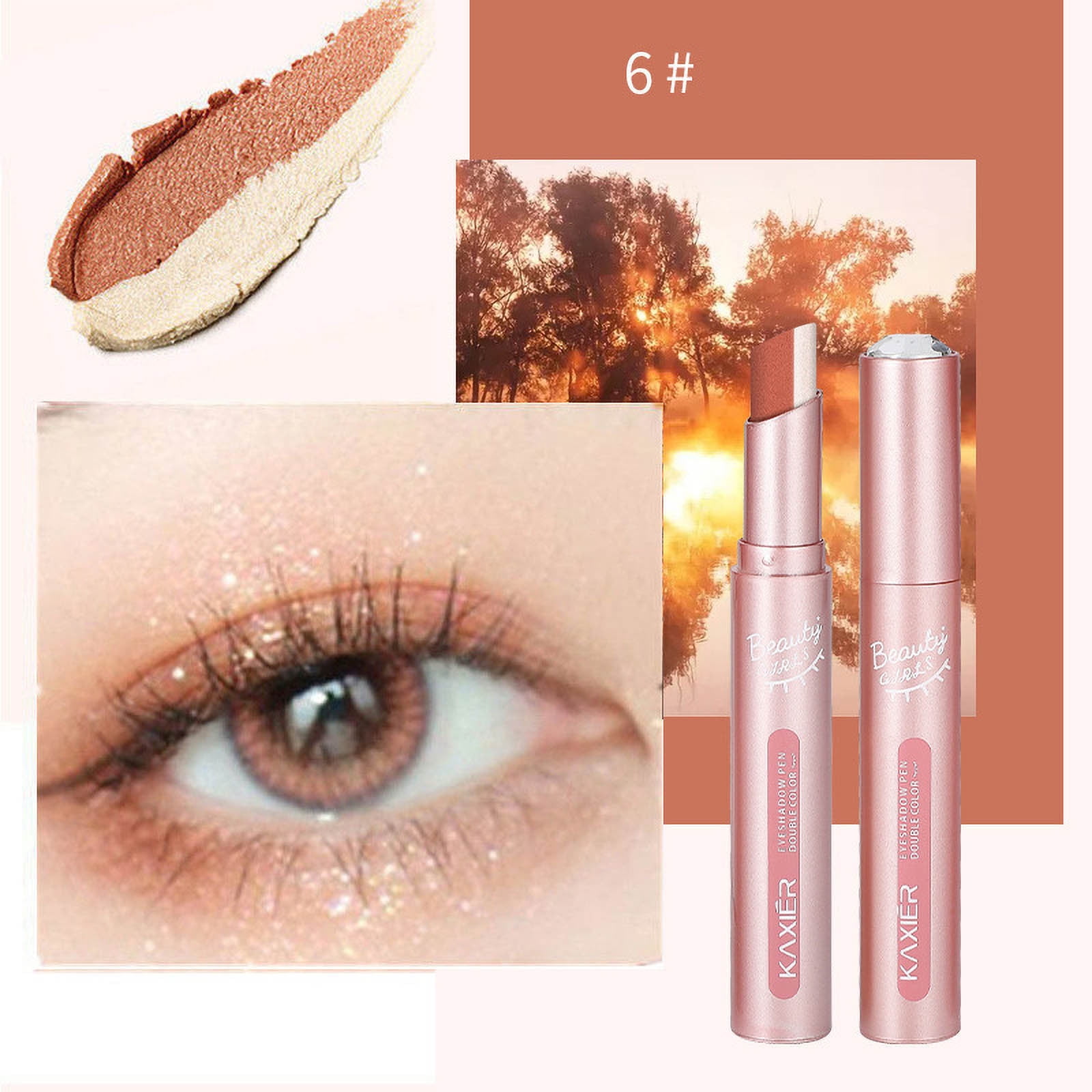 SDJMa Eyeshadow Stick Double Color, Glitter Gradient Eyeshadow Stick ...