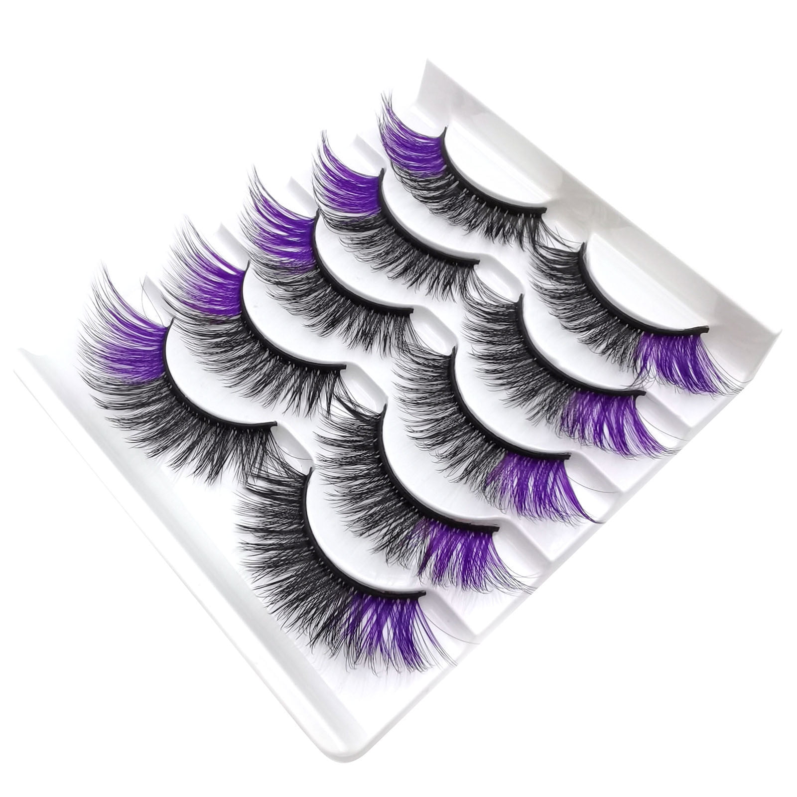 SDJMa False Eyelashes with Color, 5D Fluffy Colored Lashes Dramatic ...