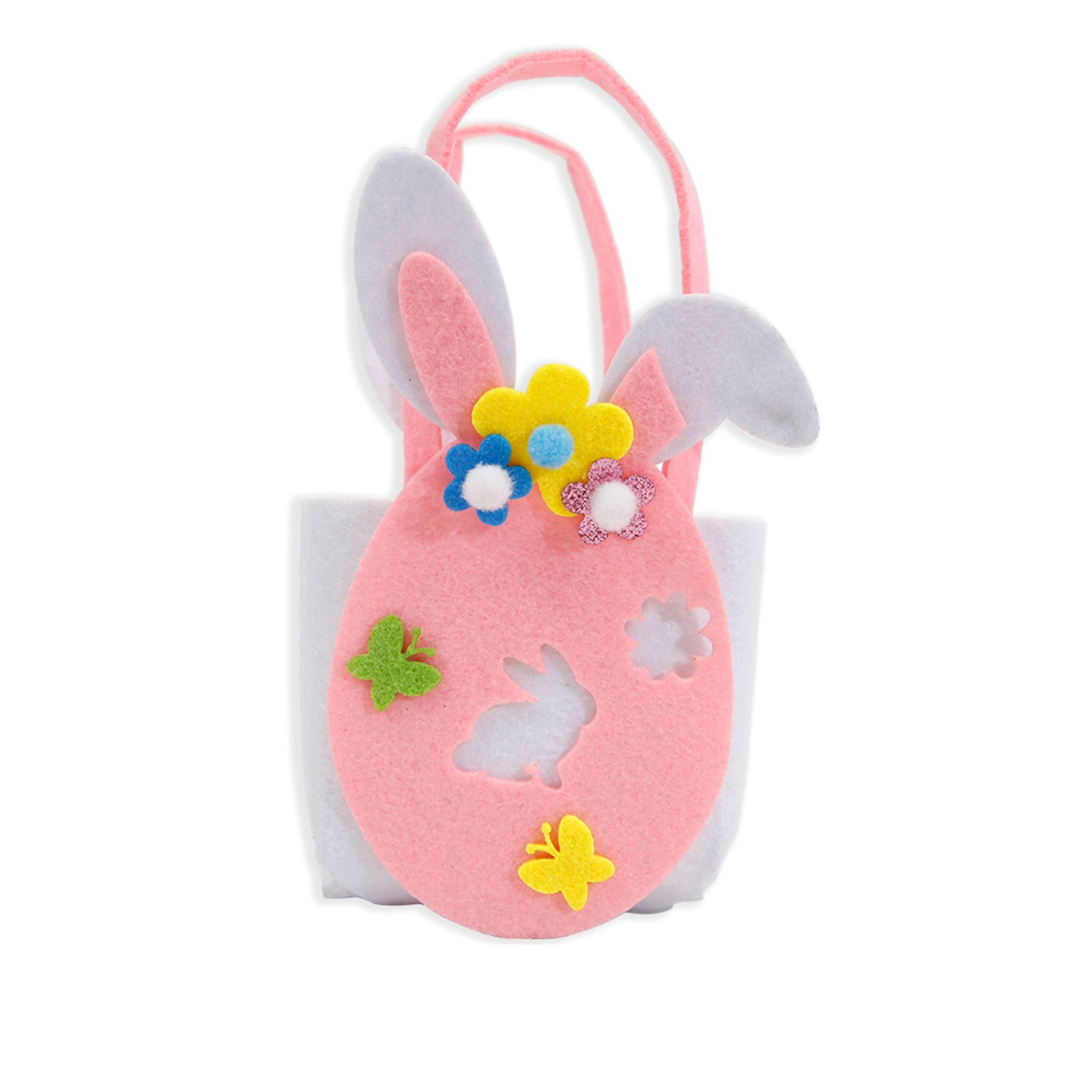 SDJMa Felt Easter Basket, 5.39x8.26 Inch Glitter Easter Egg Bunny Ear ...