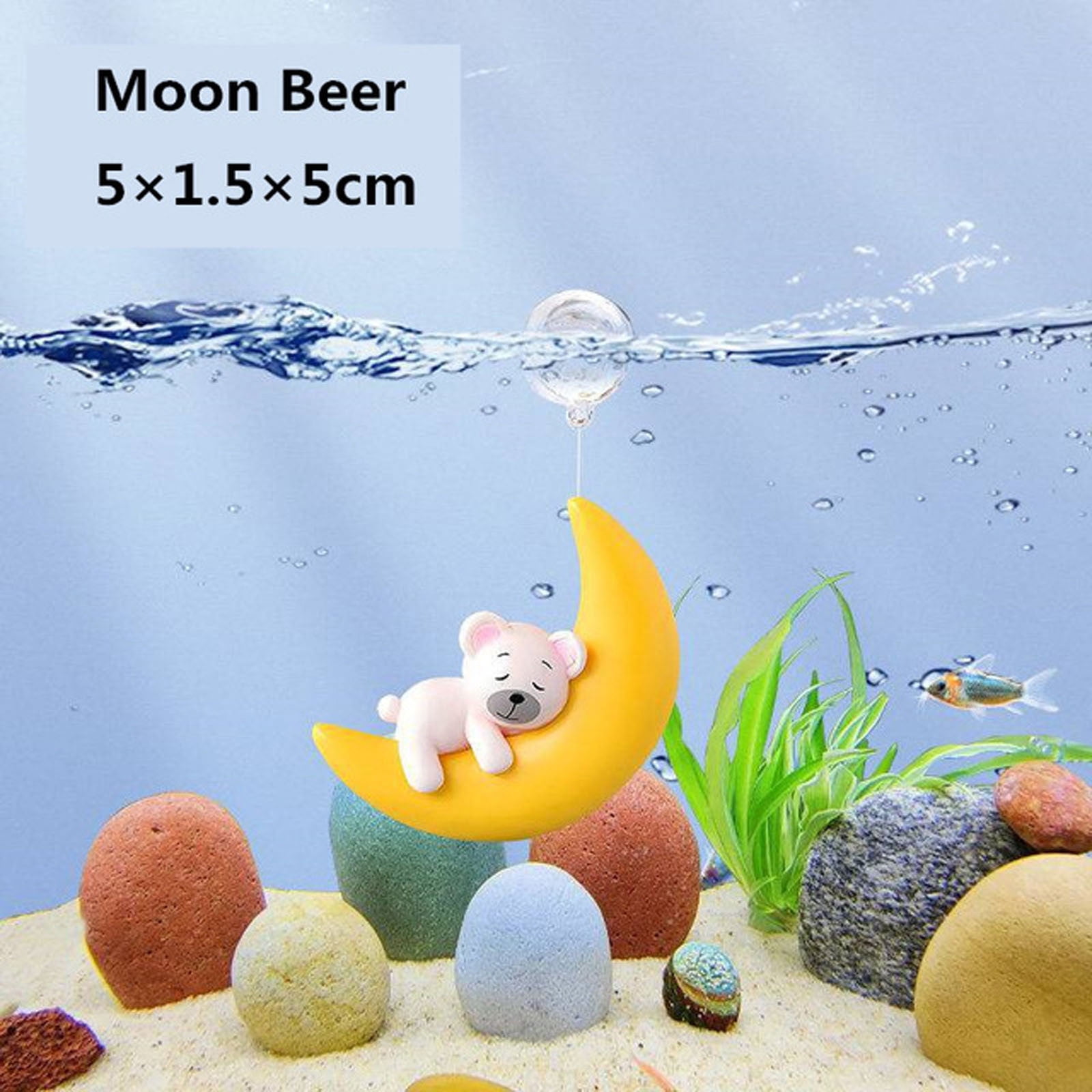 SDJMa Floating Fish Tank Decorations, Animal Sleep on the Moon Floating ...