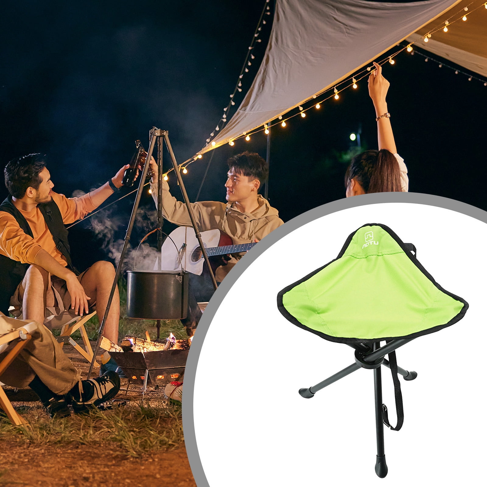 SDJMa Folding Camping Tripod Stools, Portable 3 Legs Tall Slacker Chair ...