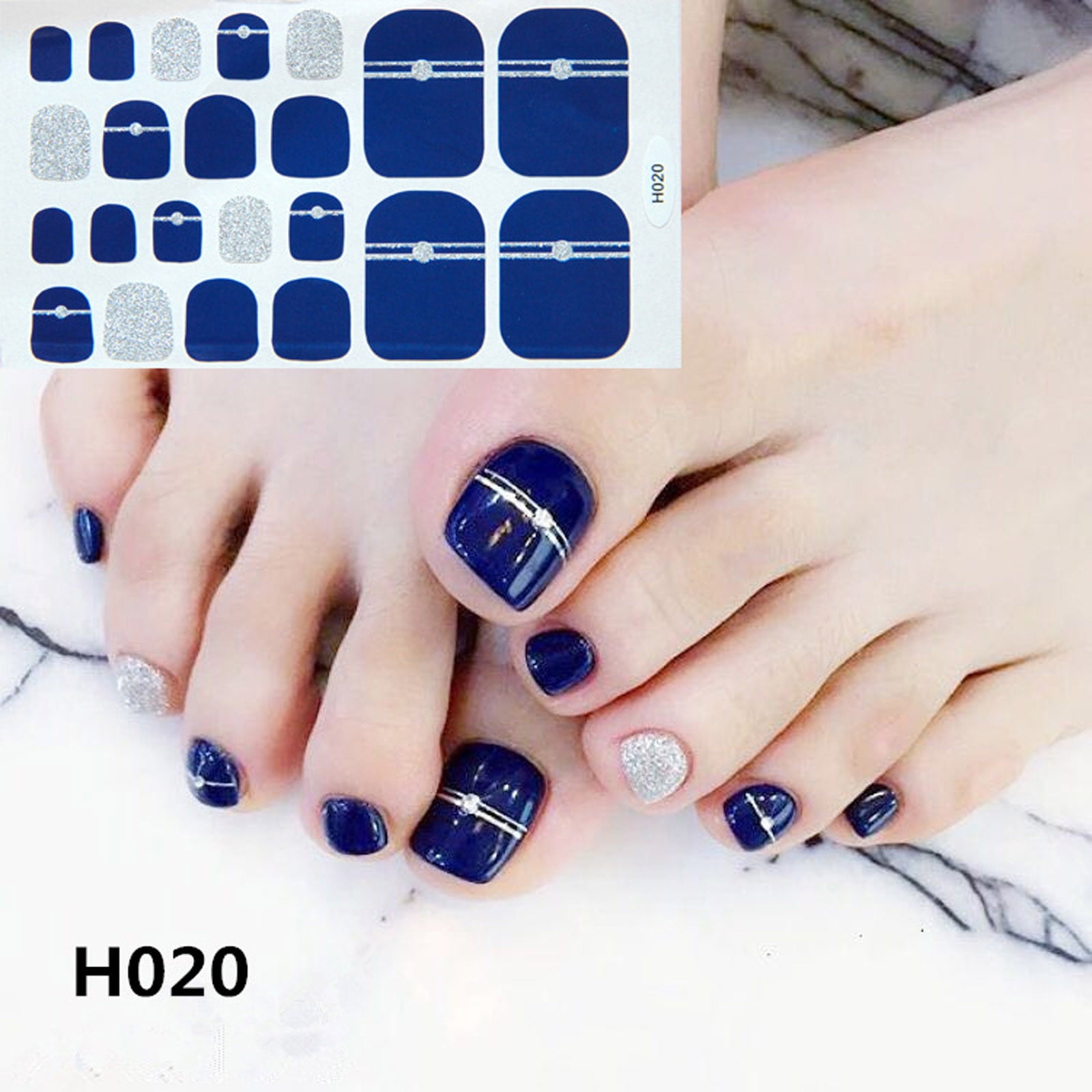 SDJMa Full Toenail Stickers for Women Girls Self-Adhesive Bling Polish ...