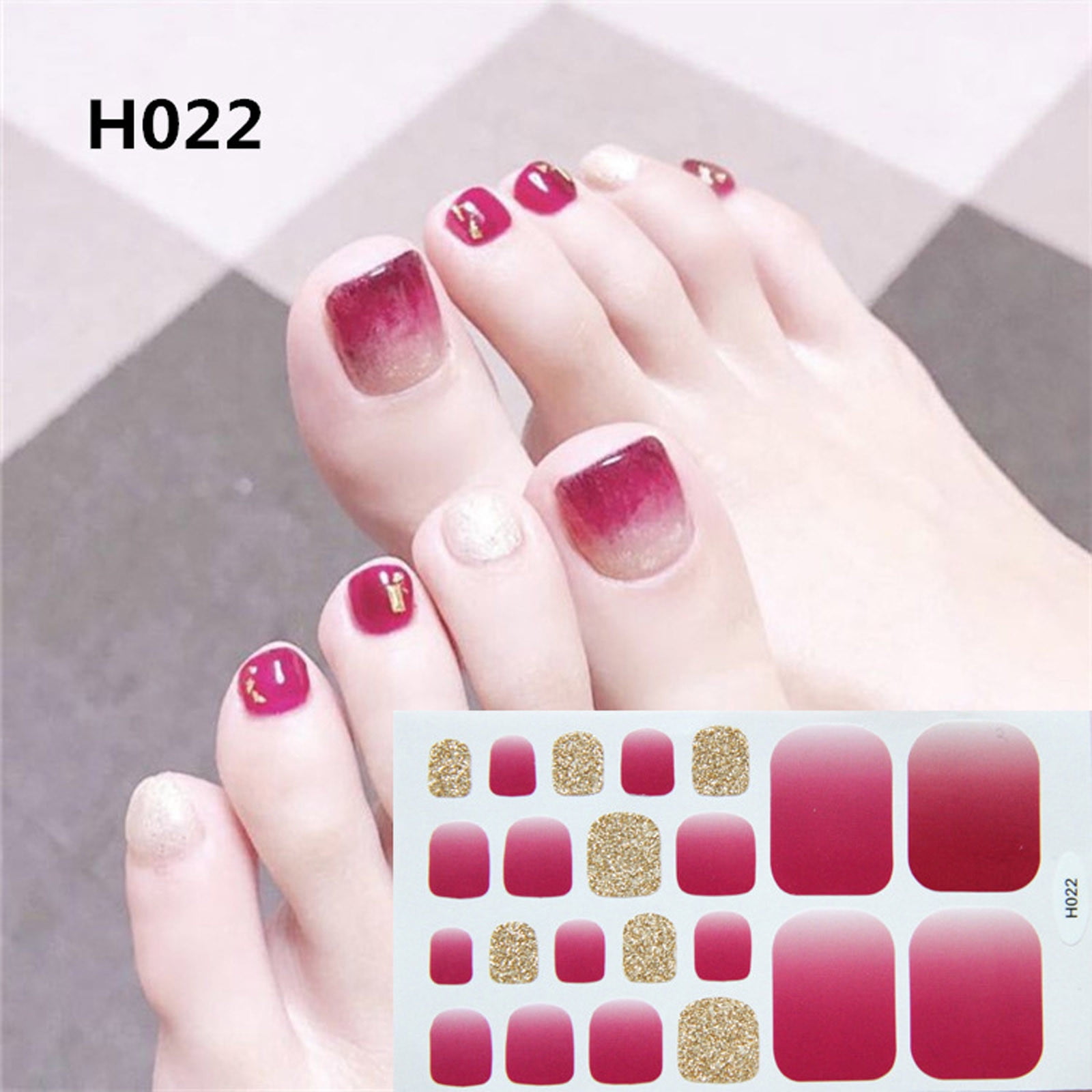 SDJMa Full Toenail Stickers for Women Girls Self-Adhesive Bling Polish ...
