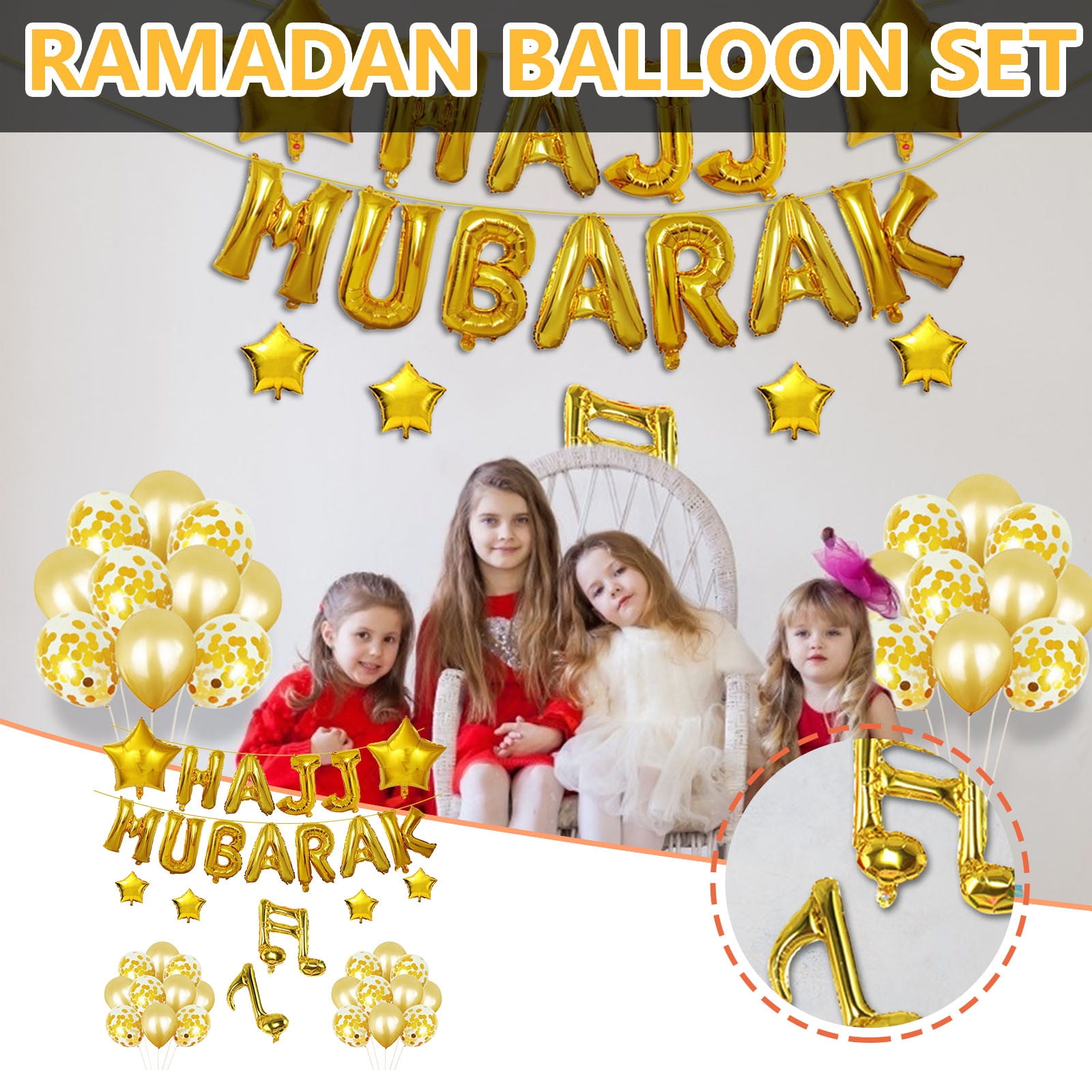 SDJMa Hajj Mubarak Balloons Set - Pack of 43 | Ramadan Balloon ...