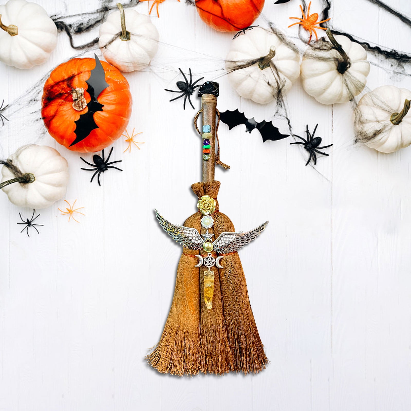 SDJMa Halloween Decorations Crystal Witch Wiccan Altar Broom Mini Wicca ...