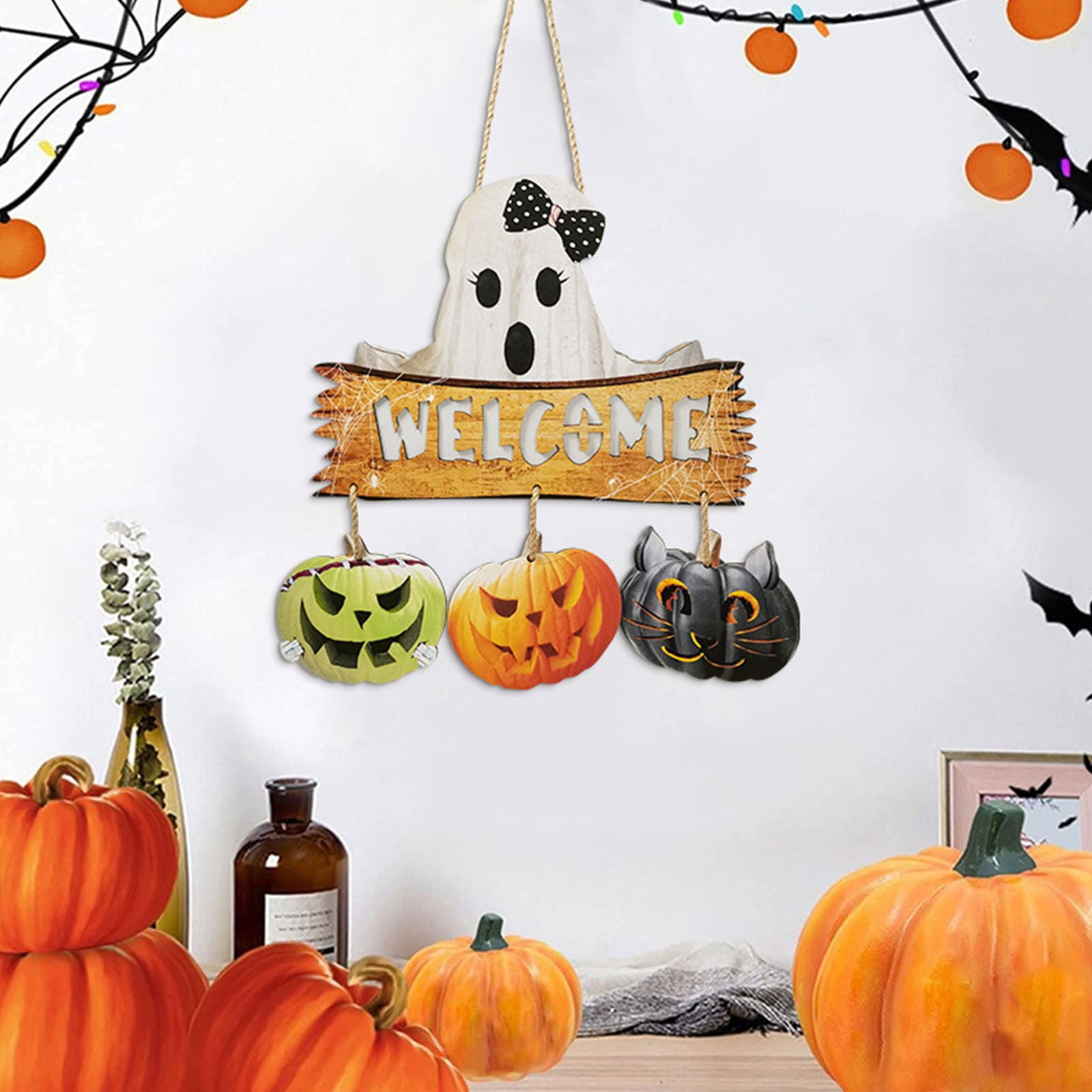 SDJMa Halloween Door Hanging Sign Decor, 12.5"x12.5" Cute Halloween ...