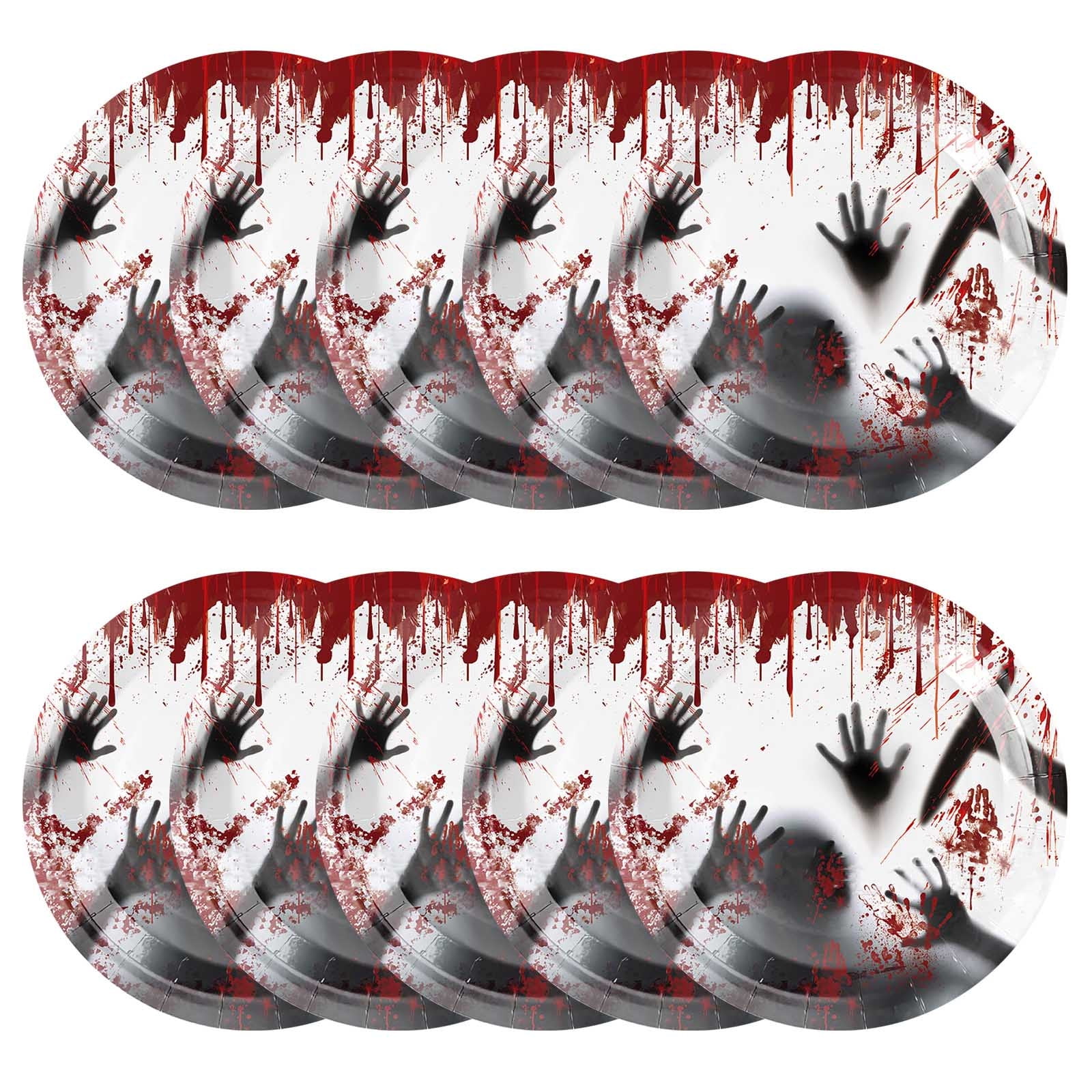 SDJMa Halloween Party Supplies Bloody Zombie Tablecloth, Paper Plates ...