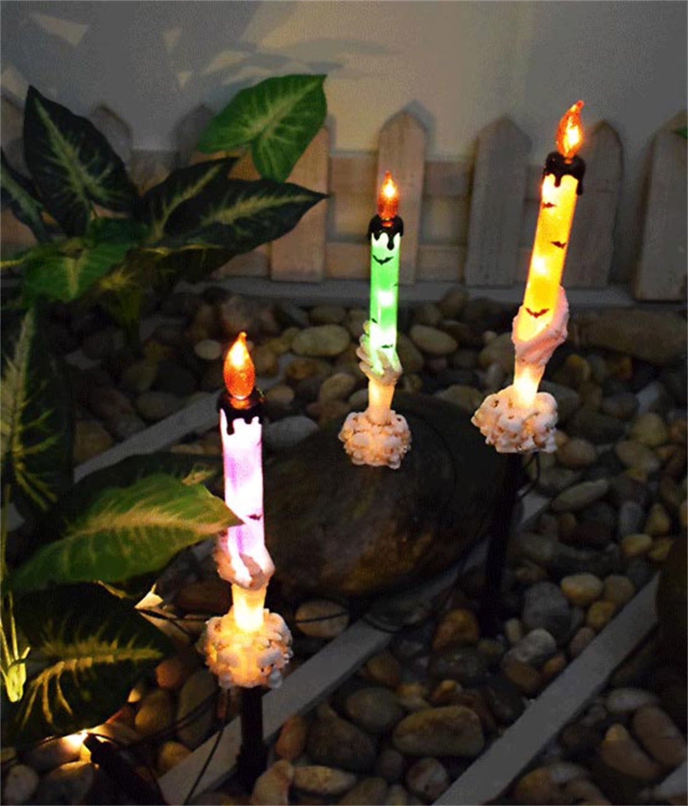 SDJMa Halloween Path Lights, Set of 3 Skeleton Hands Candle Holder ...