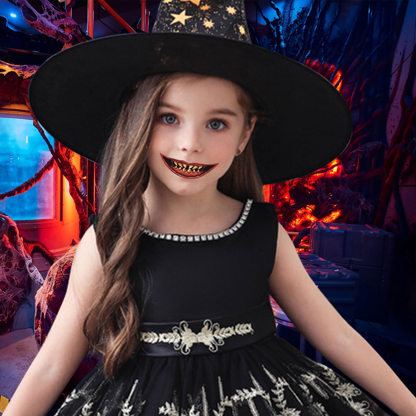 SDJMa Halloween Prank Makeup Temporary Tattoo, Clown Horror Mouth Fake ...