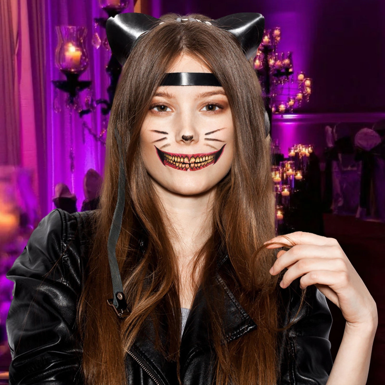 SDJMa Halloween Prank Makeup Temporary Tattoo, Clown Horror Mouth Fake ...