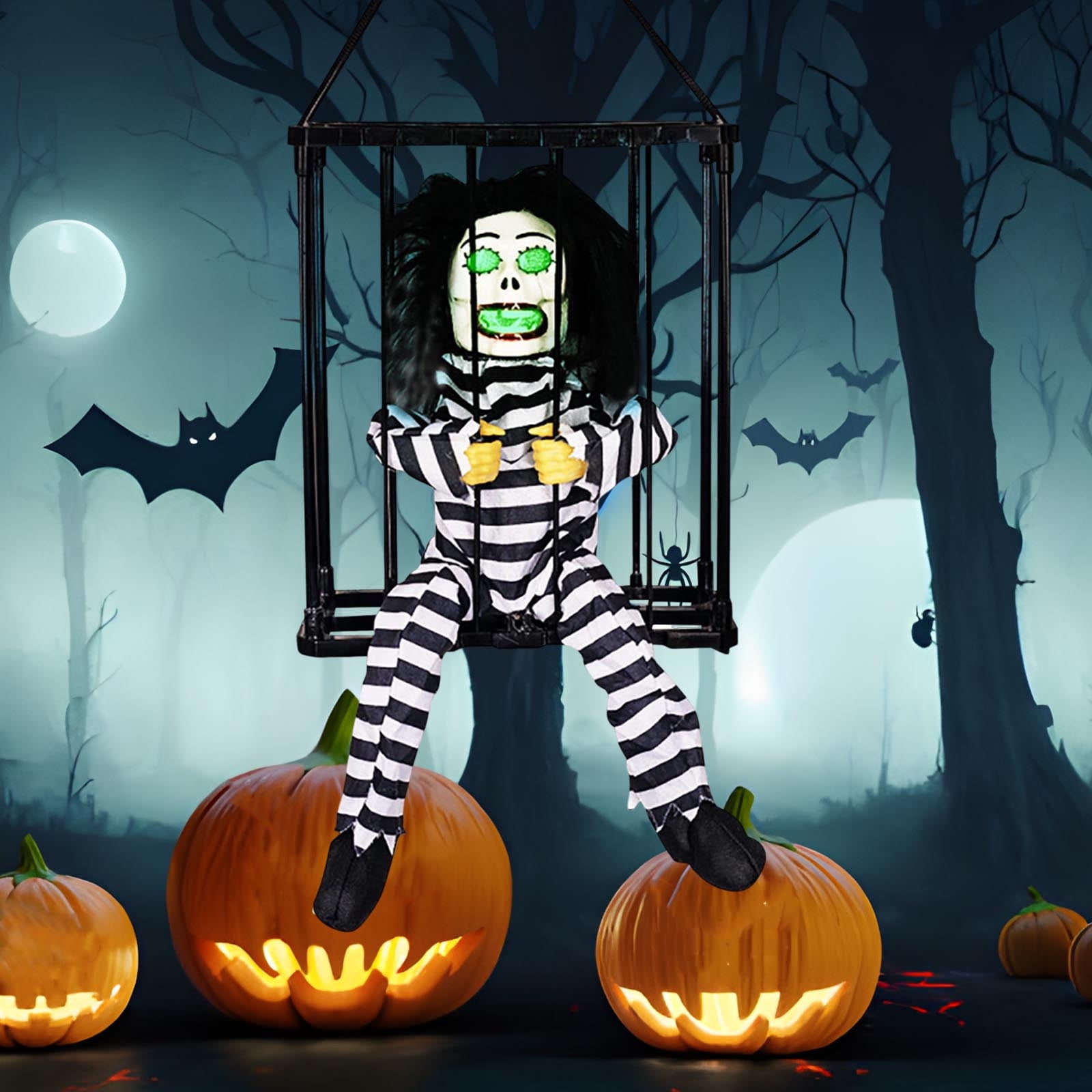 SDJMa Halloween Screaming Animated Hanging Decor,Halloween Decor Prop ...