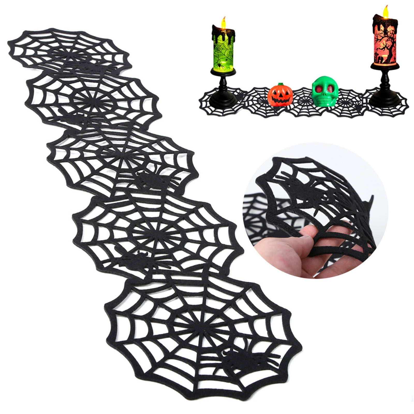 SDJMa Halloween Table Runner, 7.48x31.97 inch Non-woven Fabric Spider ...