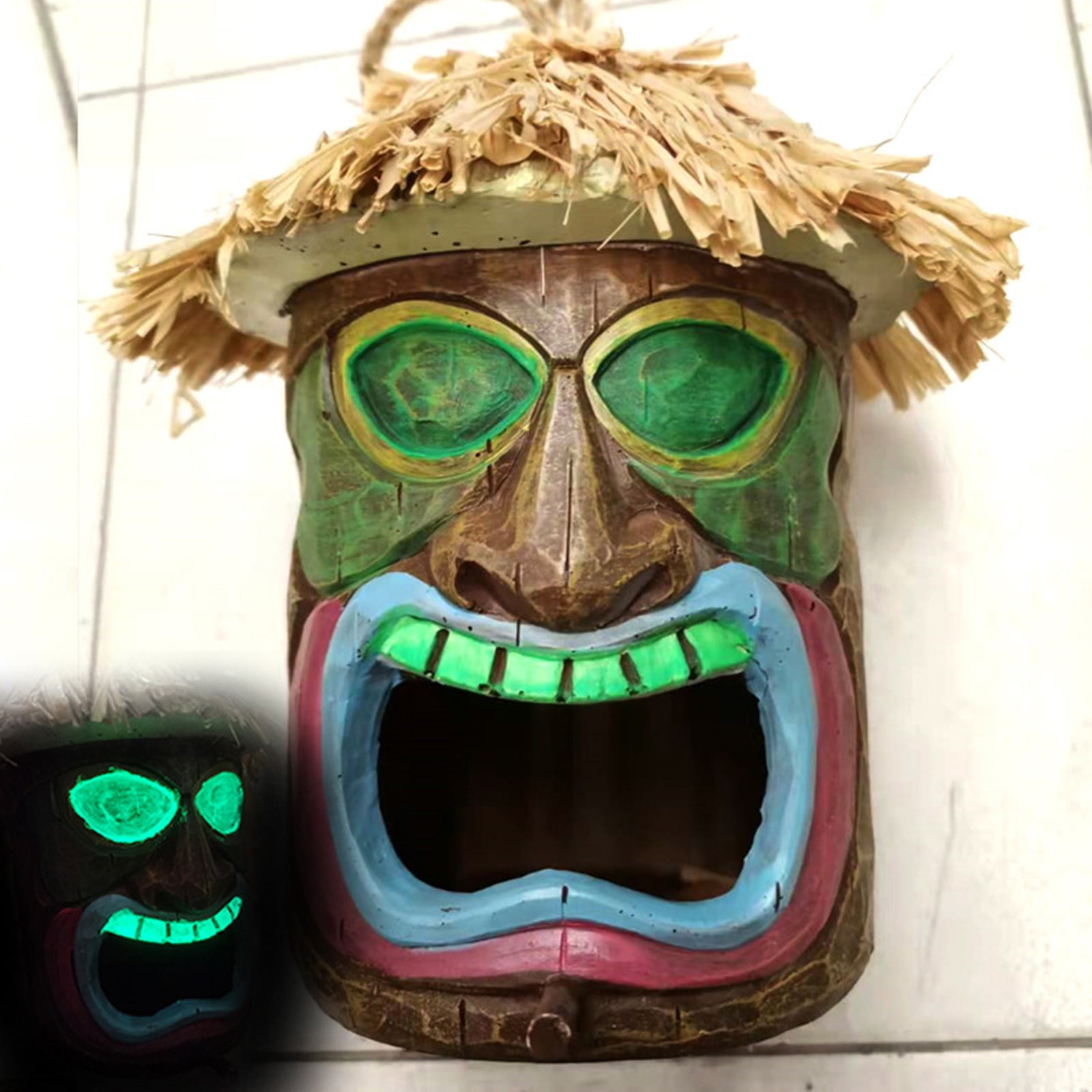 SDJMa Hanging Bird Houses for Outdoors, Glow in The Dark Tiki ...