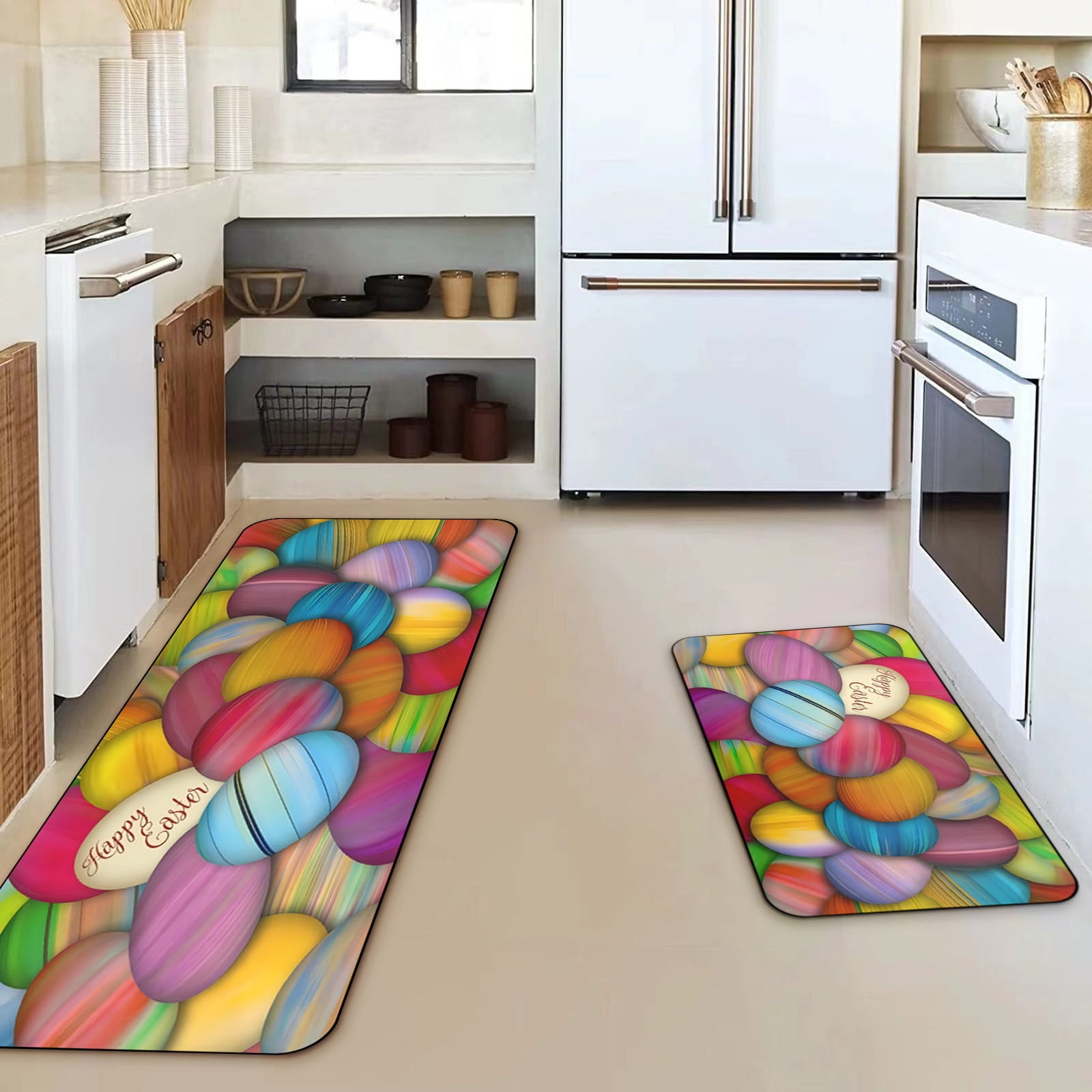 SDJMa Happy Easter Kitchen Rugs and Mats Set of 2, Non-Slip Washable ...