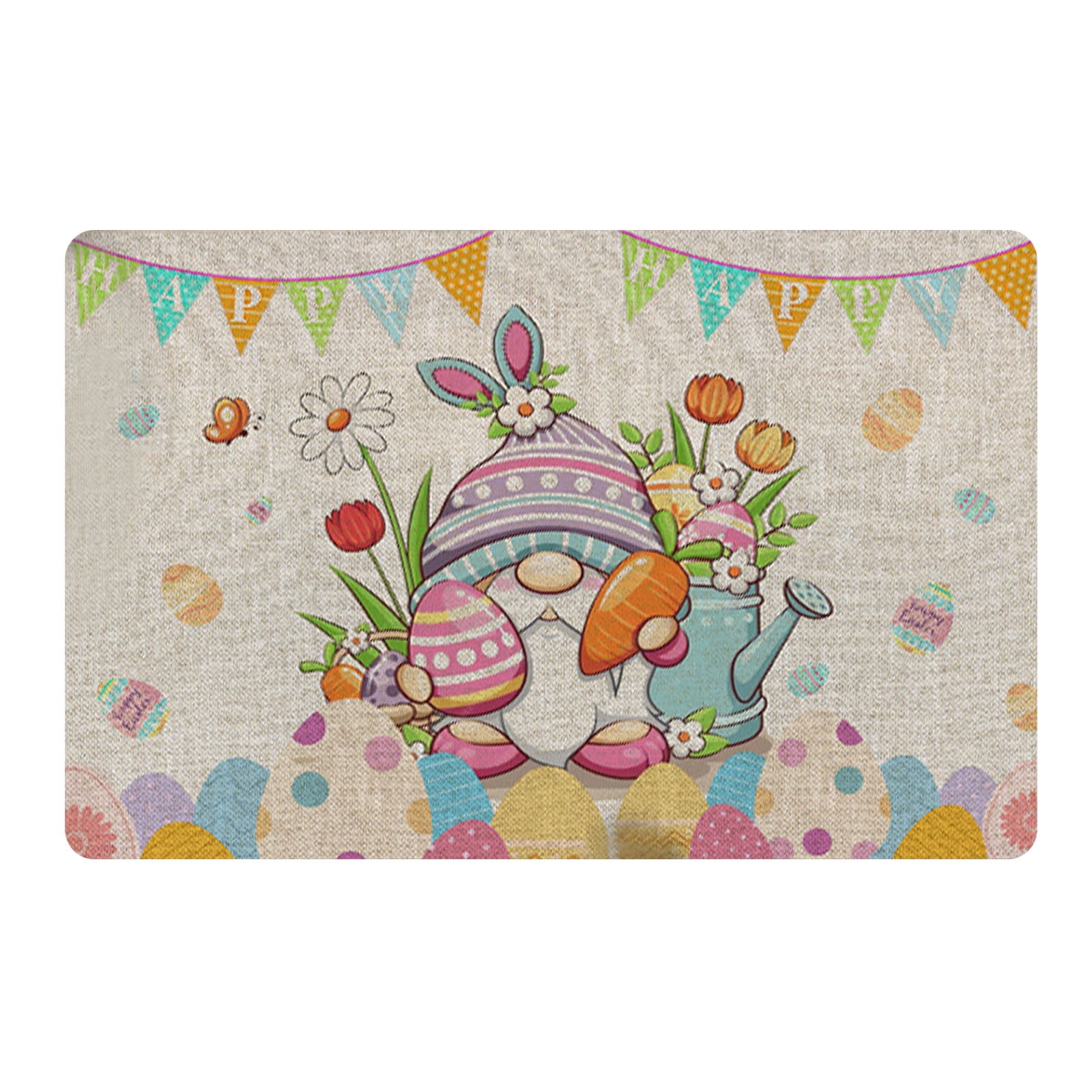 SDJMa Happy Easter Welcome Door Mat, Cute Easter Bunny Gnome Doormat ...