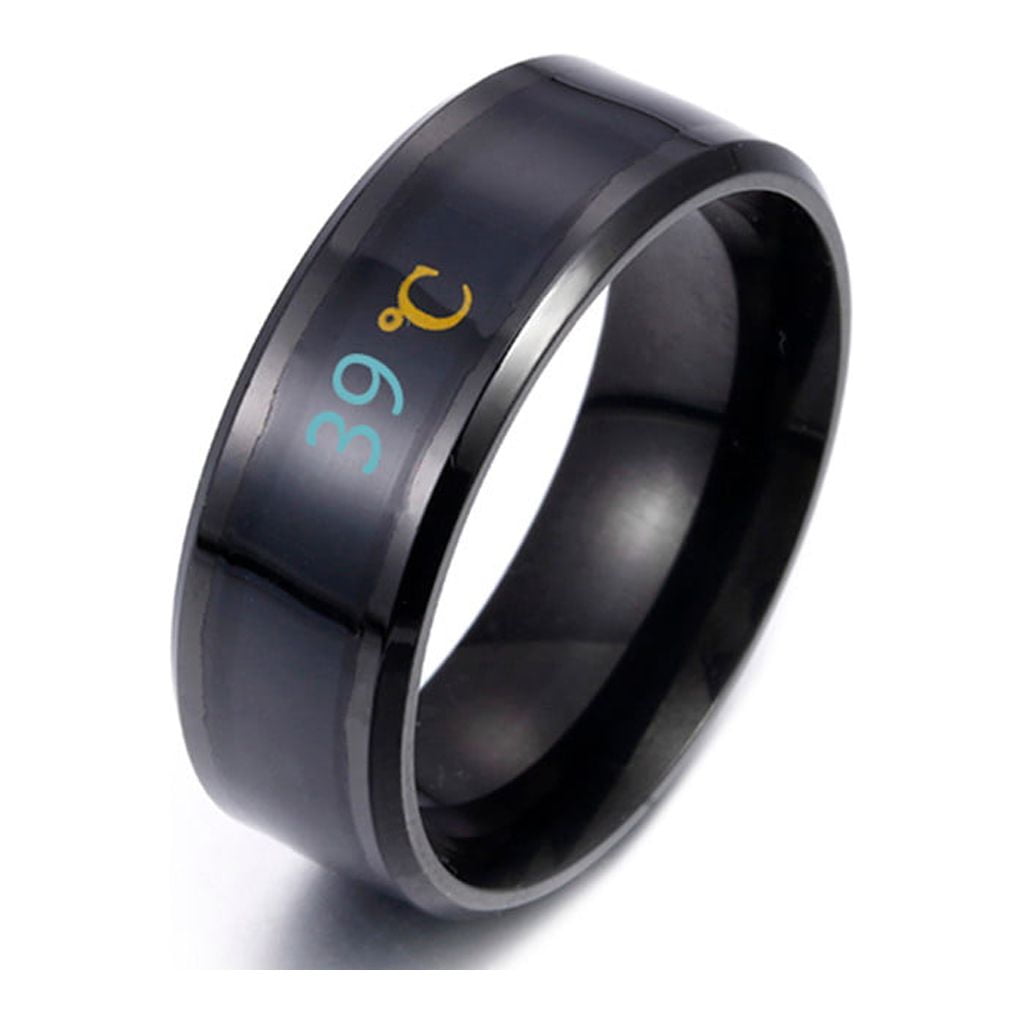 SDJMa Heart Mood Rings for Girls Titanium Color Temperature Couple Ring ...