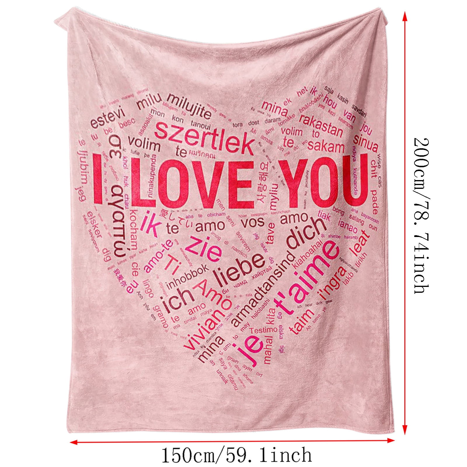 SDJMa I Love You Blanket 100 Languages Love - Christmas Day Anniversary ...
