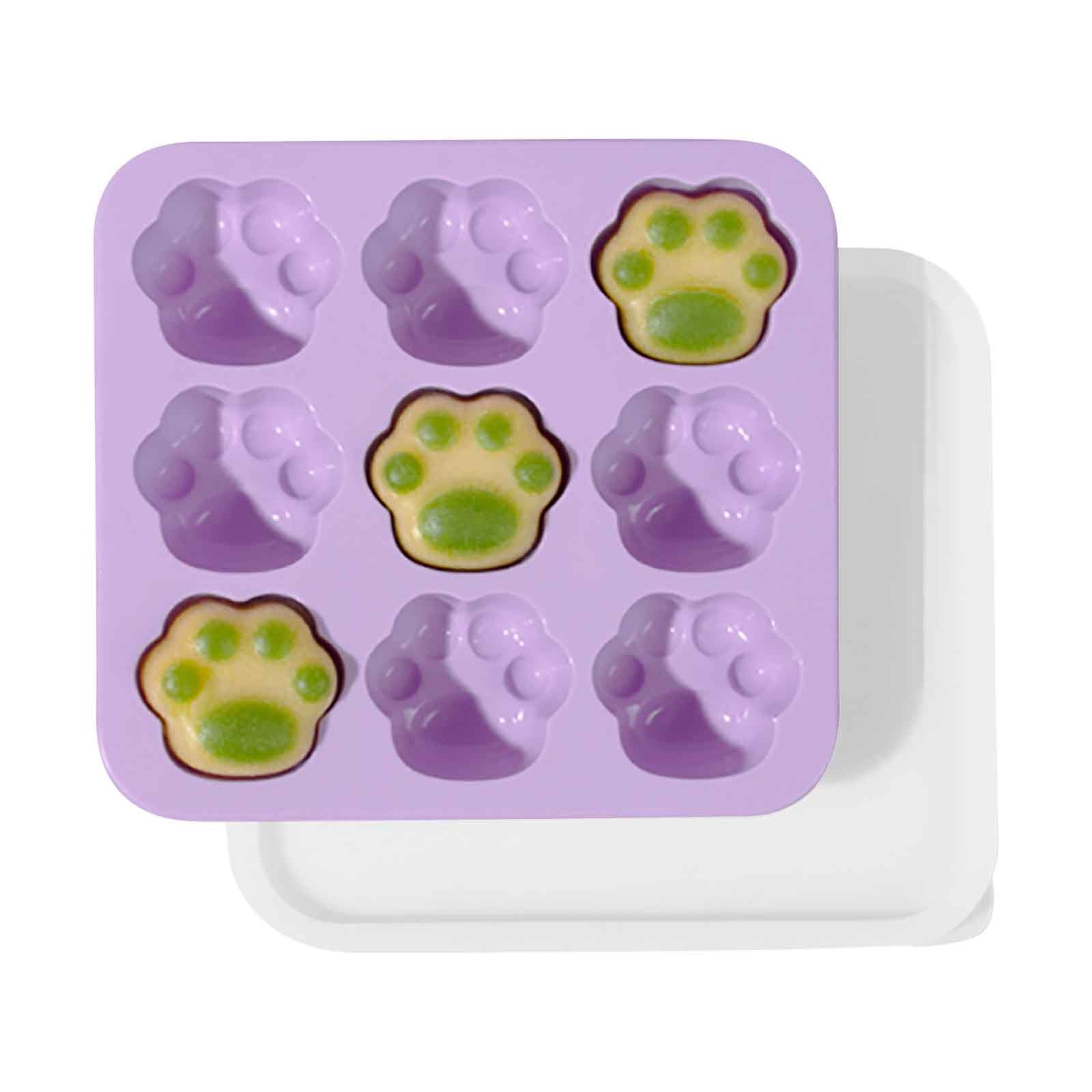 SDJMa Ice Cube Trays Silicone Combo Mould, 9 Grid Pink Cat Claw Shaped ...