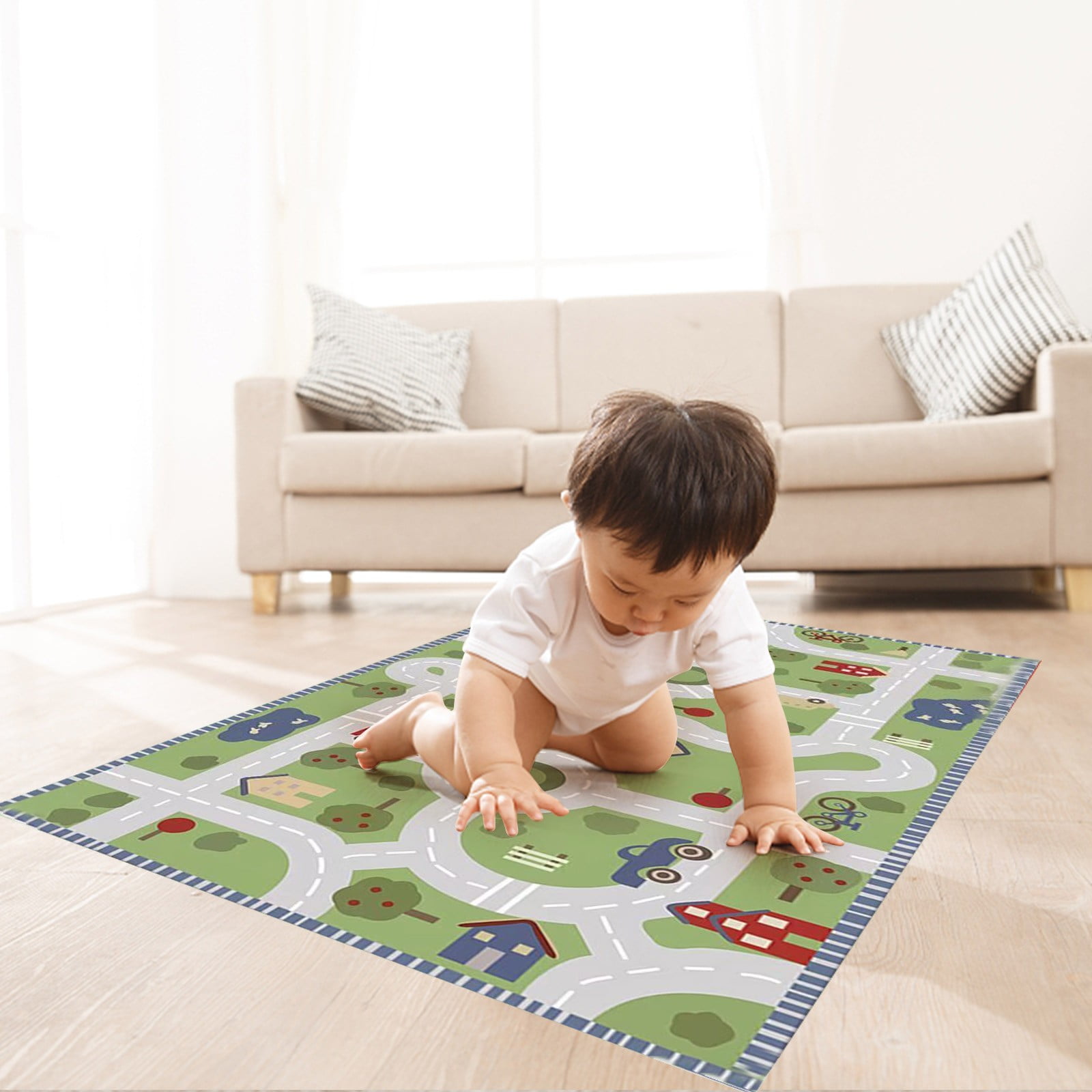 SDJMa Kids Carpet Playmat City Life 3D Playroom Rug | 31.5 x 63 Inch ...