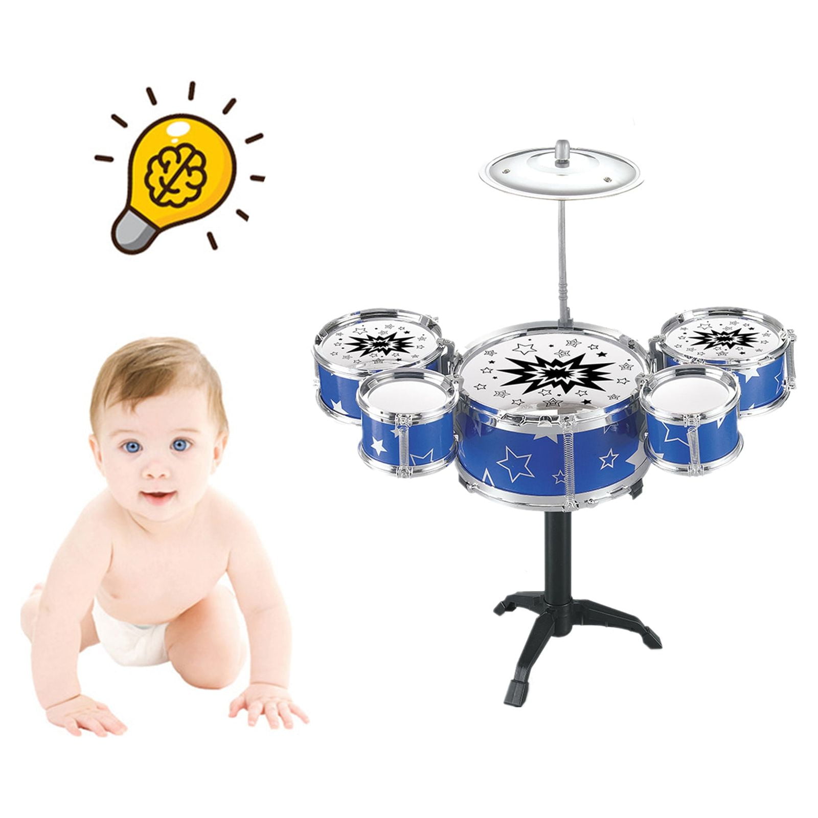 SDJMa Kids Drum Set for Toddlers with 5 High Drums & Lights (Vibrating ...